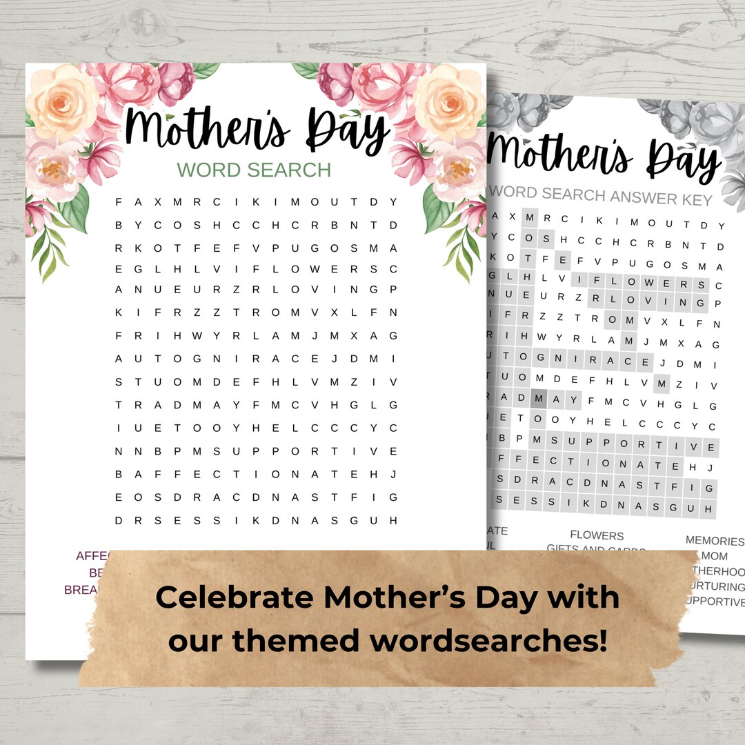 Mother’s Day Word Search Printable Game | DIY Mother's Day Activity for ...