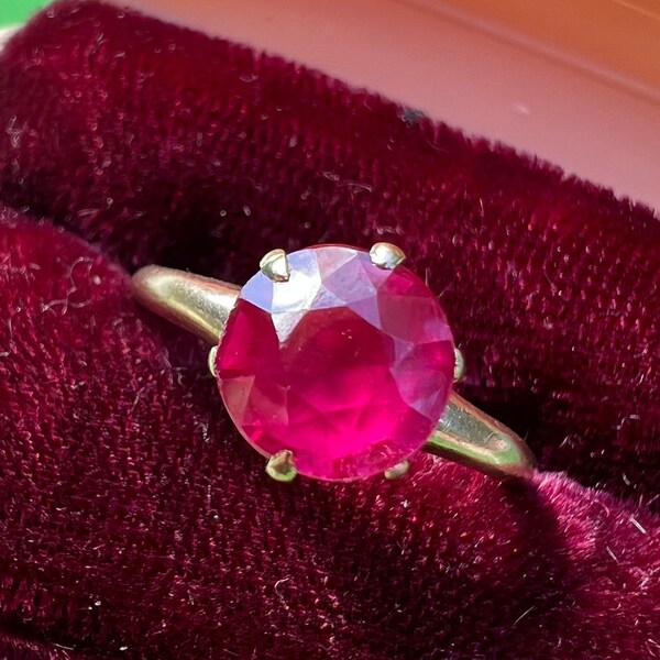 Ruby Solitaire Ring - Etsy