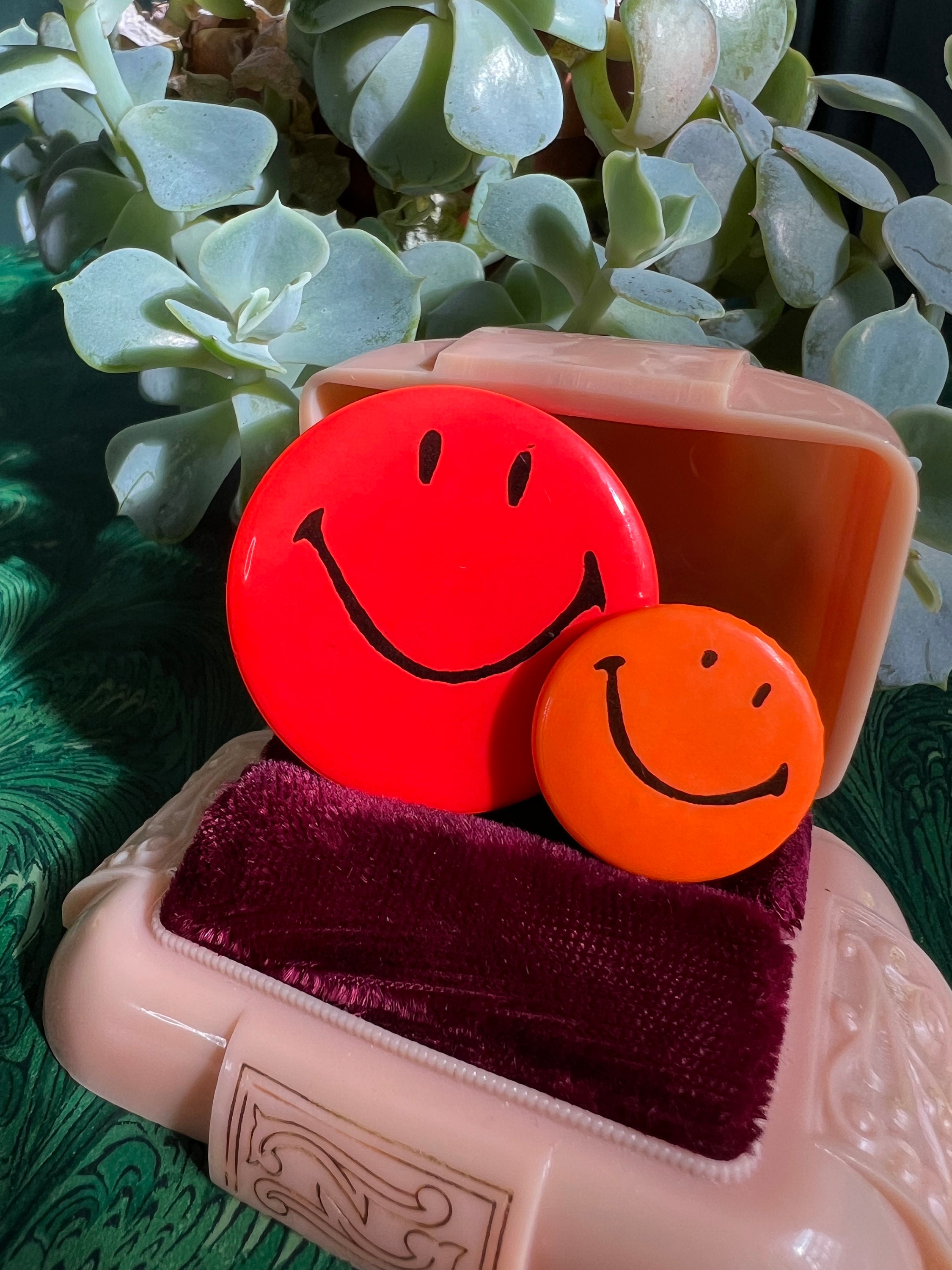 Pair of Vintage Smiley Face Buttons