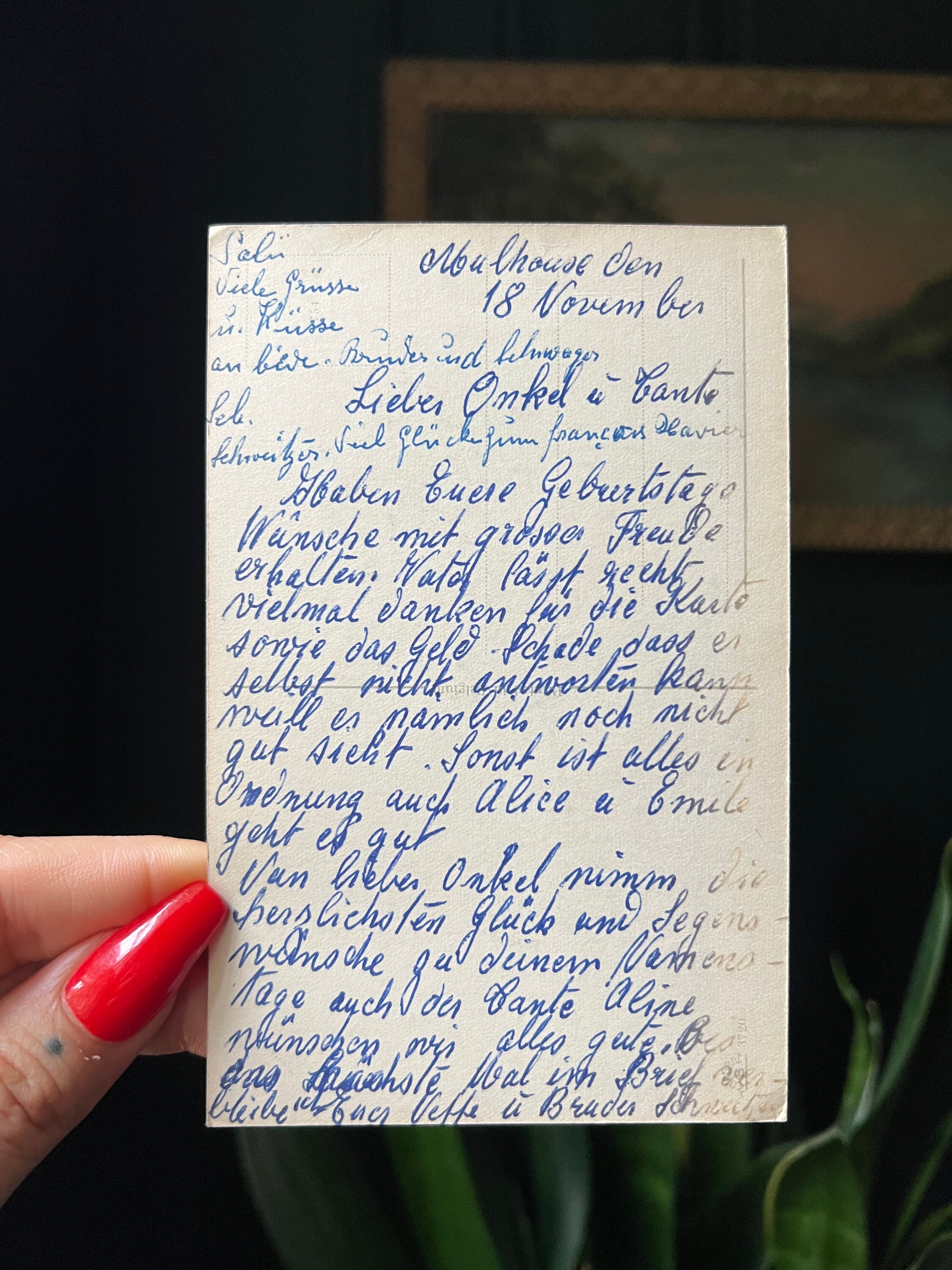 Antique French “Bonne Fête” Happy Birthday Post Card With Horseshoe And ...