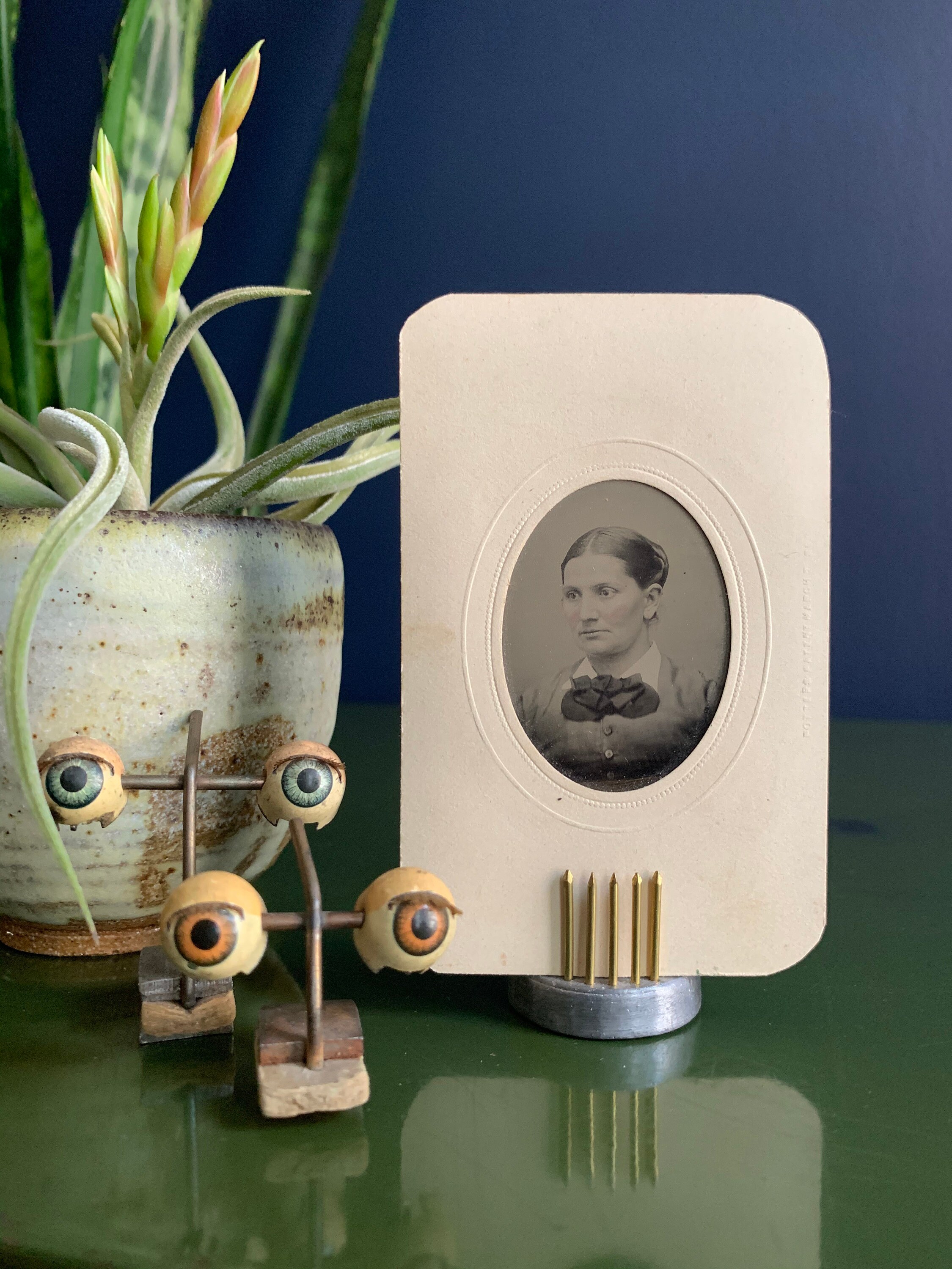 Antique Tintype Portrait In Original Embossed Paper Frame