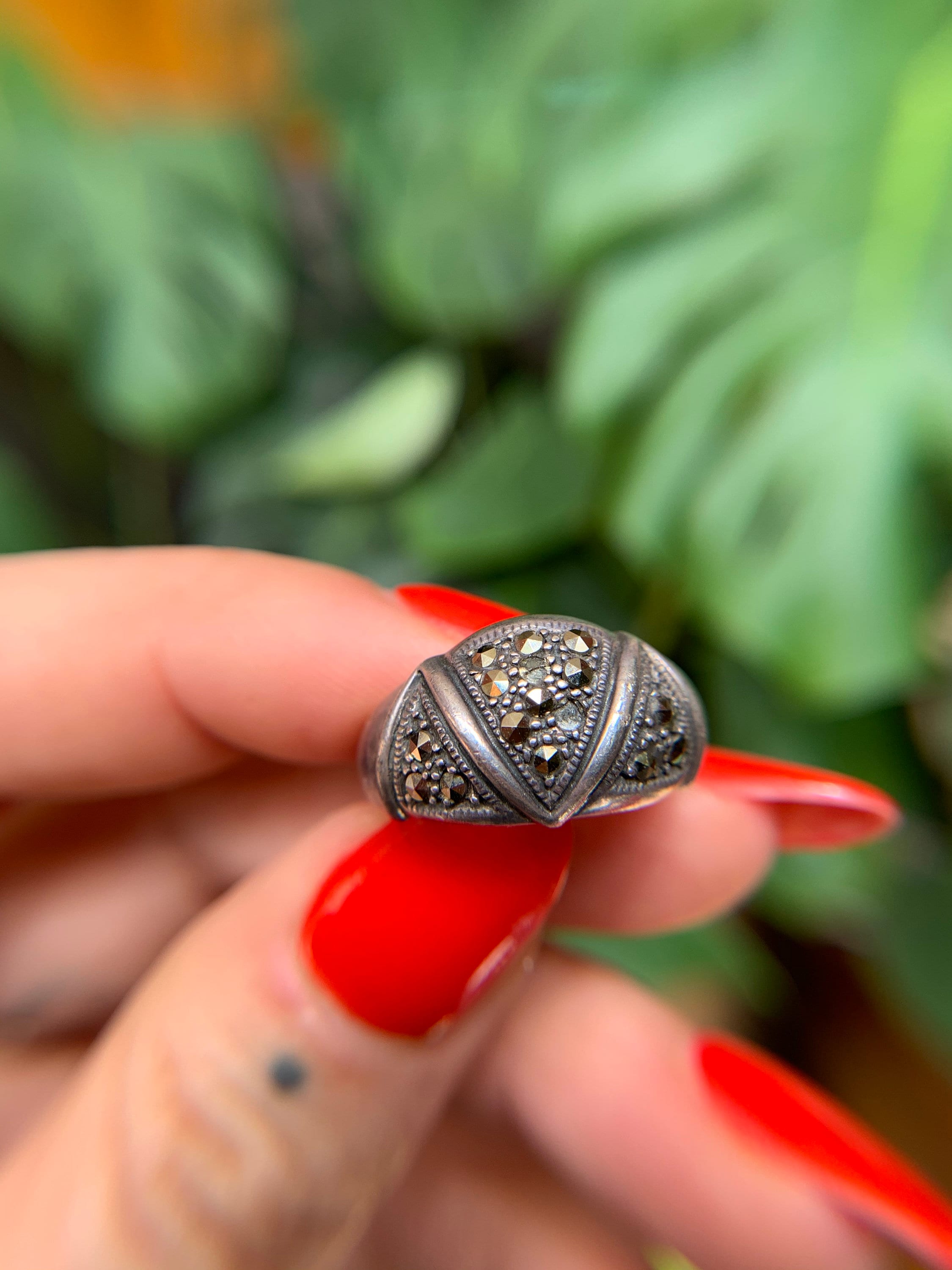 Vintage Sterling Silver Marcasite Ring