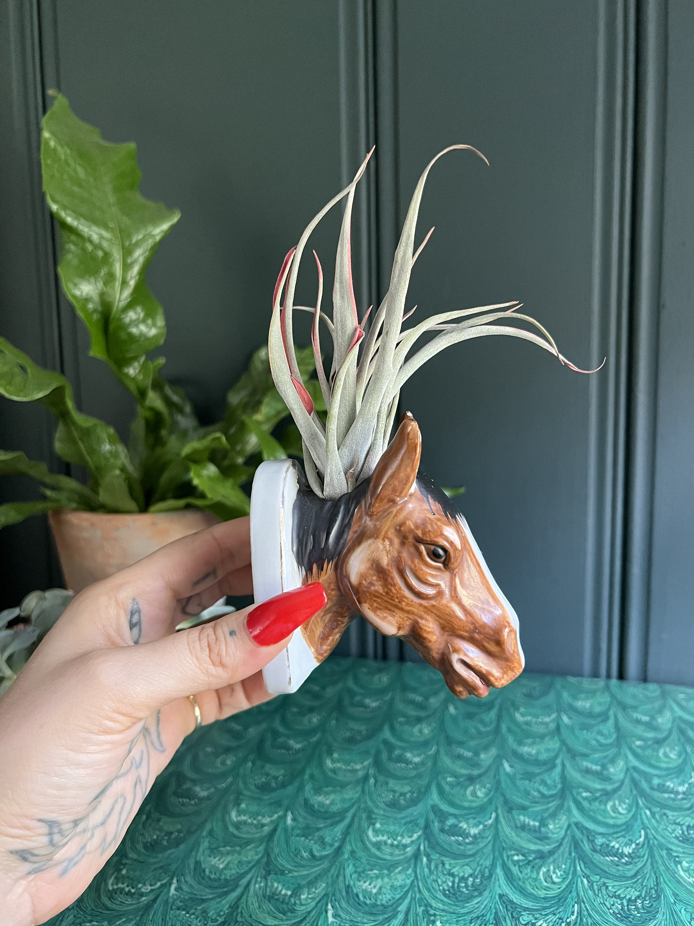 Vintage Ceramic Horse Head Wall Pocket Planter
