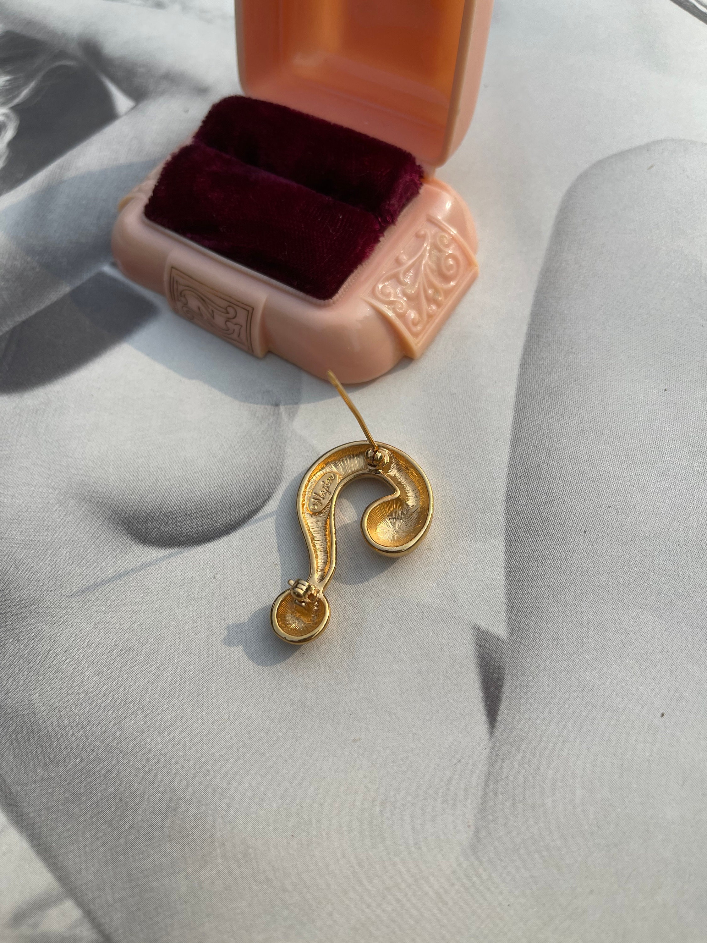 Vintage Question Mark Brooch In Gold Tone, Signed Napier