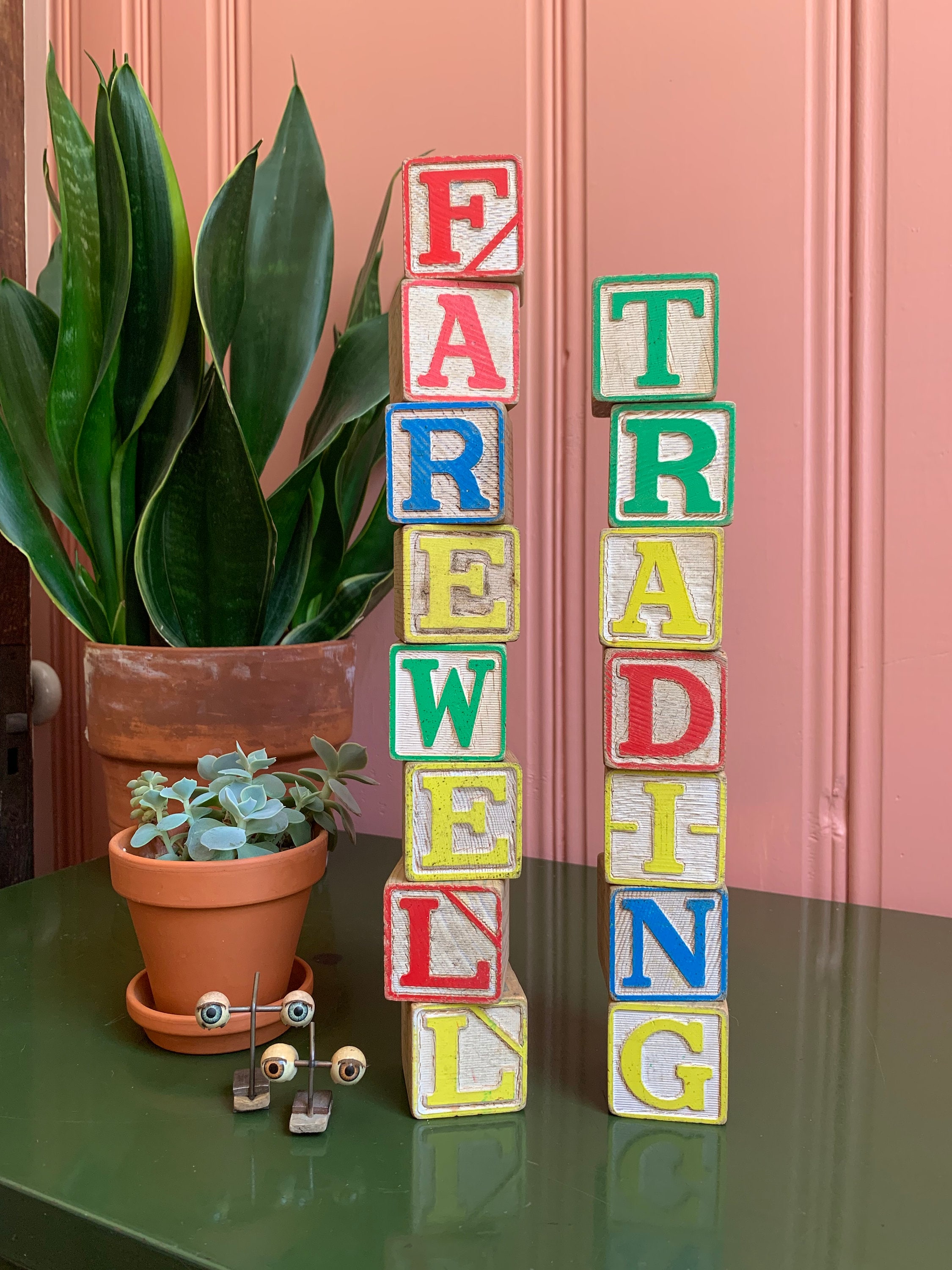 Collection Of Vintage Alphabet Wooden Learning Blocks