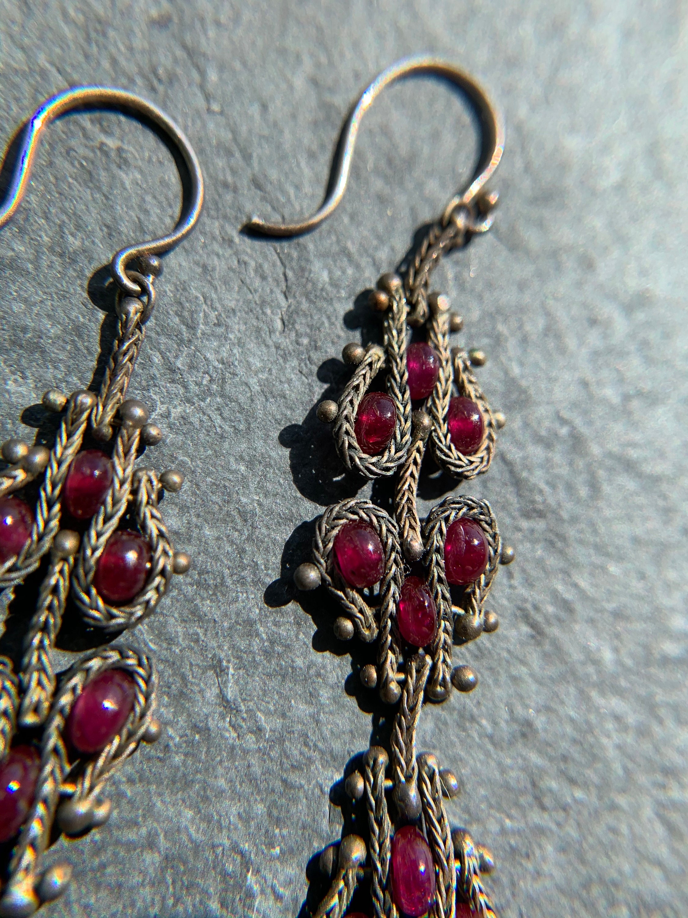 Sterling Silver Ruby Drop Earrings