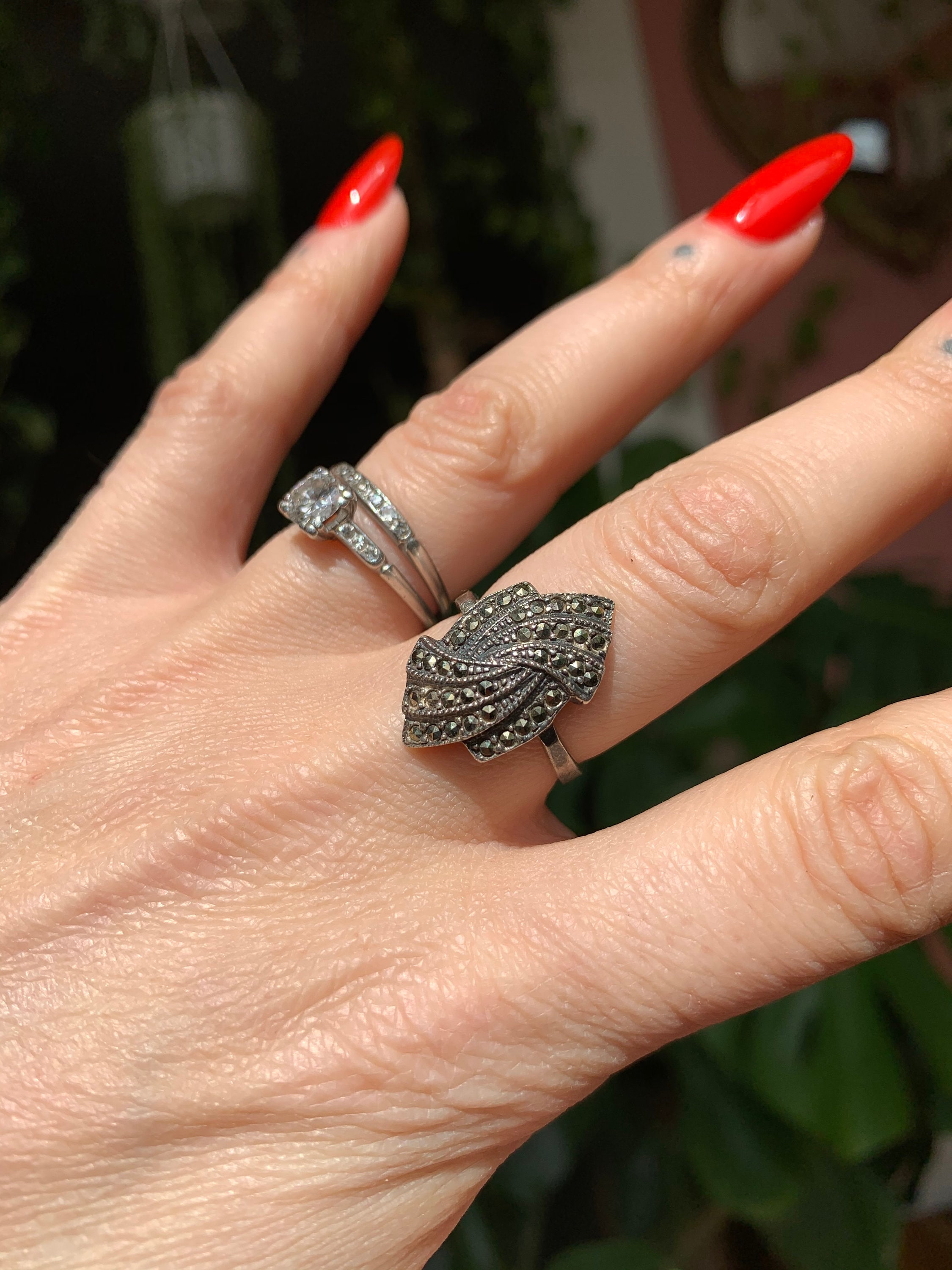Vintage Sterling Silver Marcasite Ring