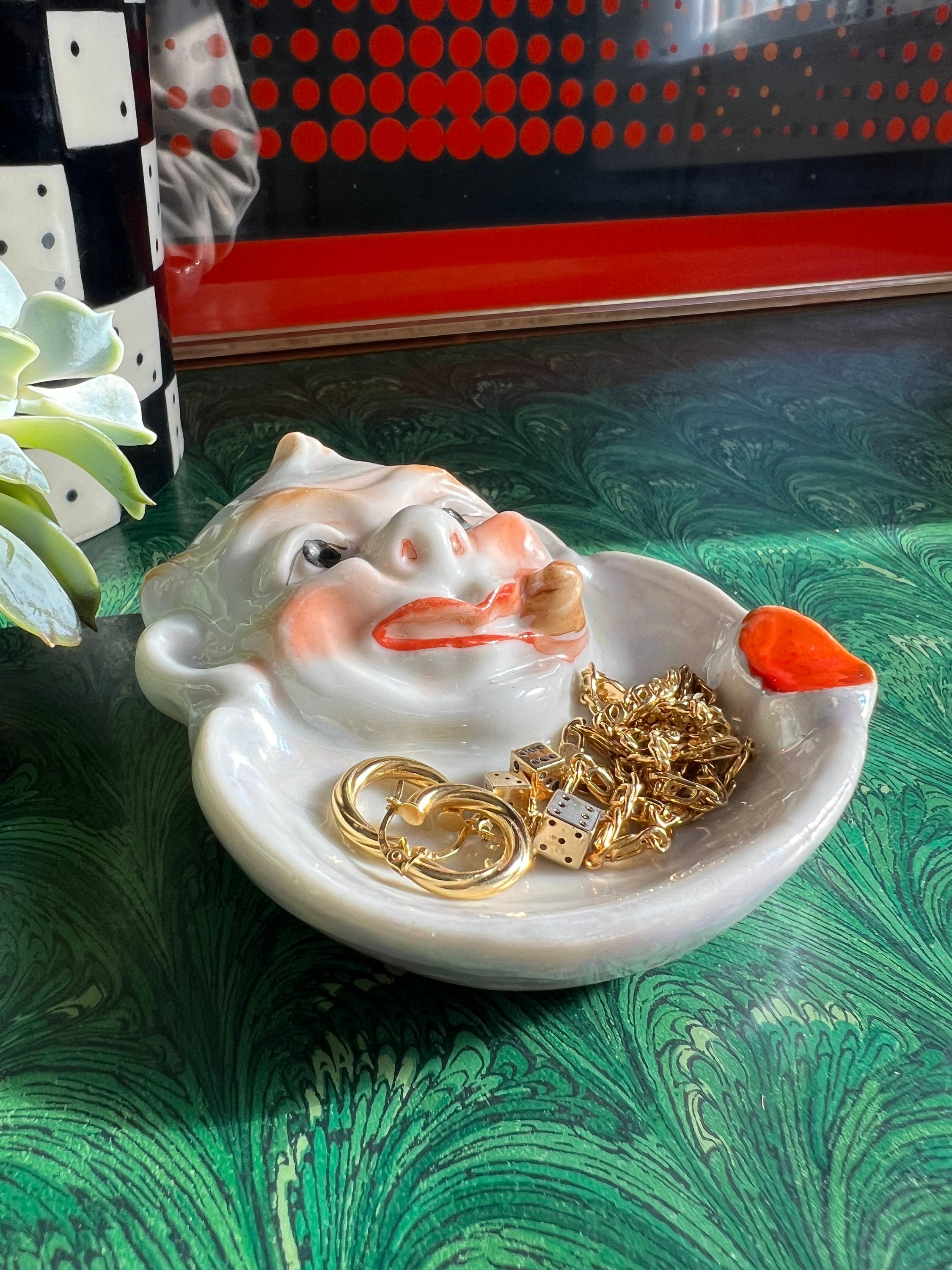 1950's Ceramic Ashtray: Baby Smoking Cigar Made In Japan