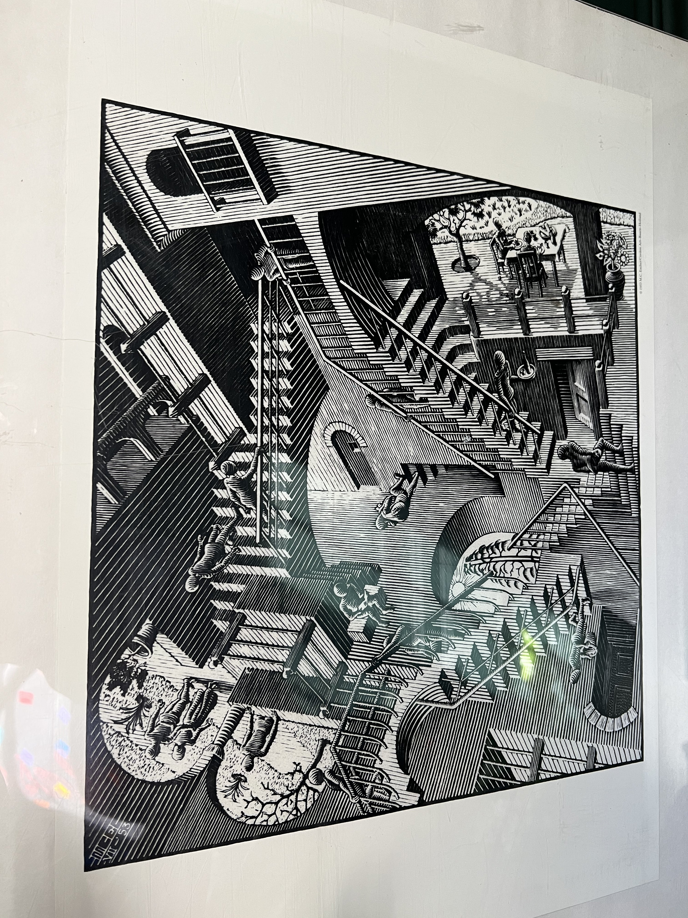 Vintage M. C. Escher Relativity Museum Print, Cordon Art Baarn Holland Vintage M. C. Escher Relativity Museum Print, Cordon Art Baarn Holland