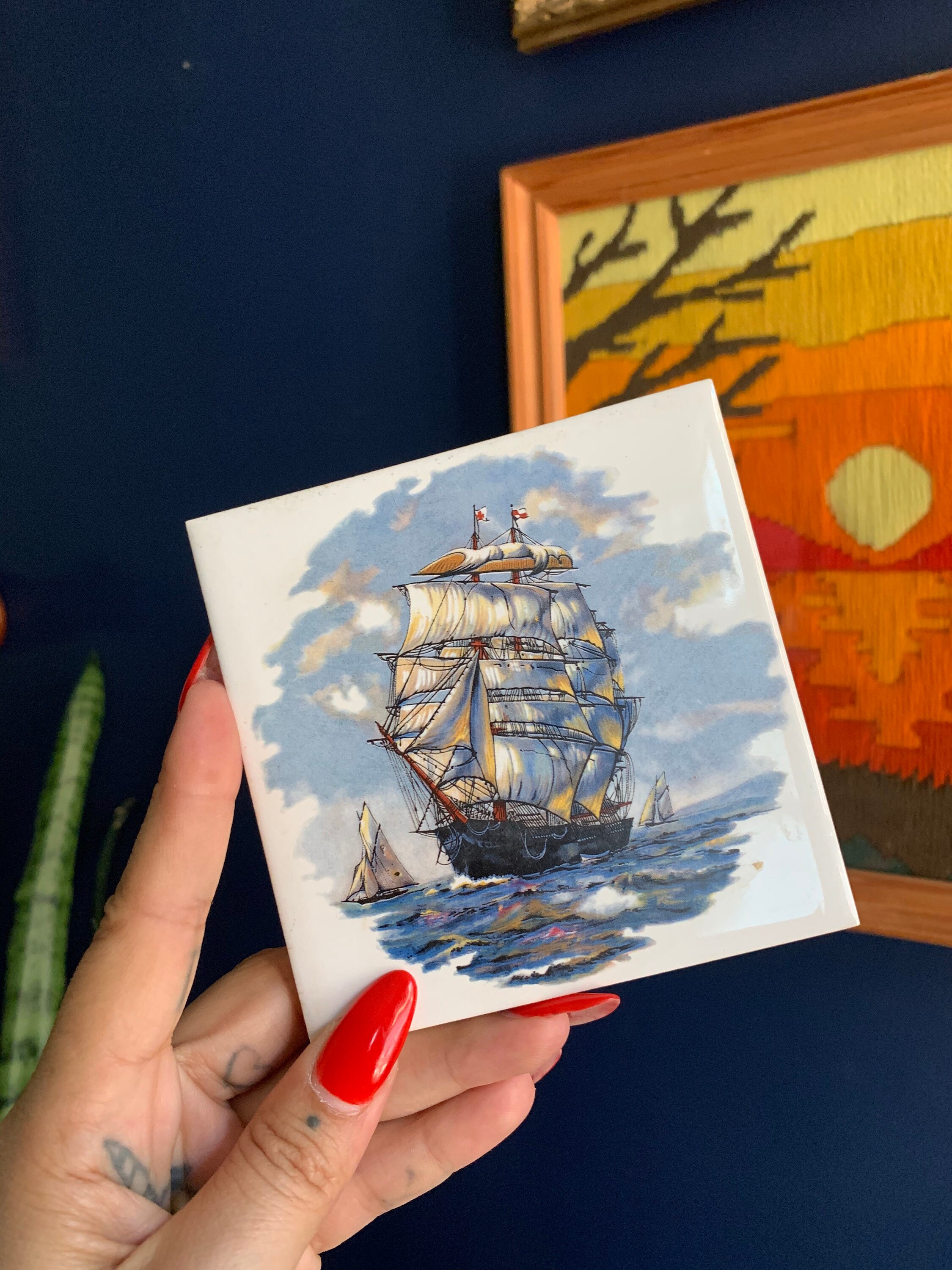Vintage Ceramic Ship Tiles