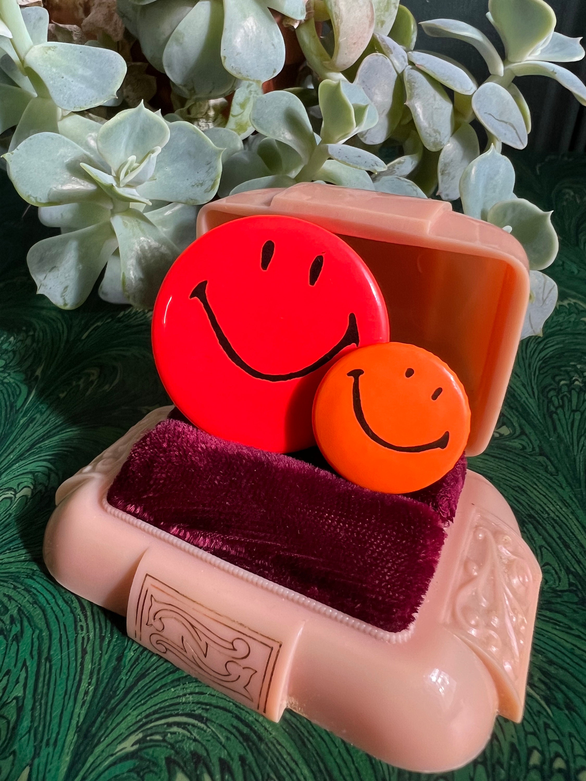 Pair of Vintage Smiley Face Buttons