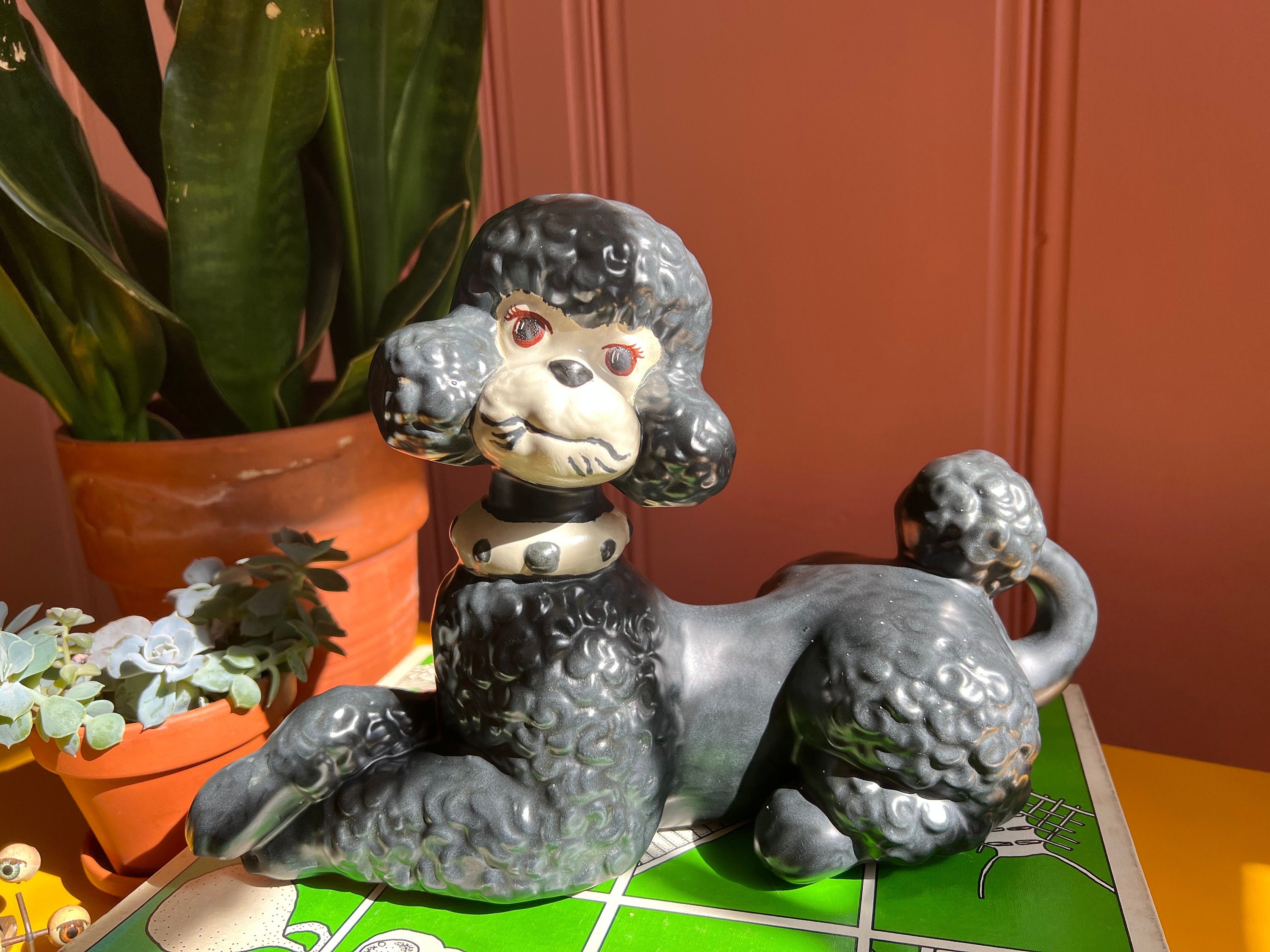 Mid Century Ceramic Poodle Statue