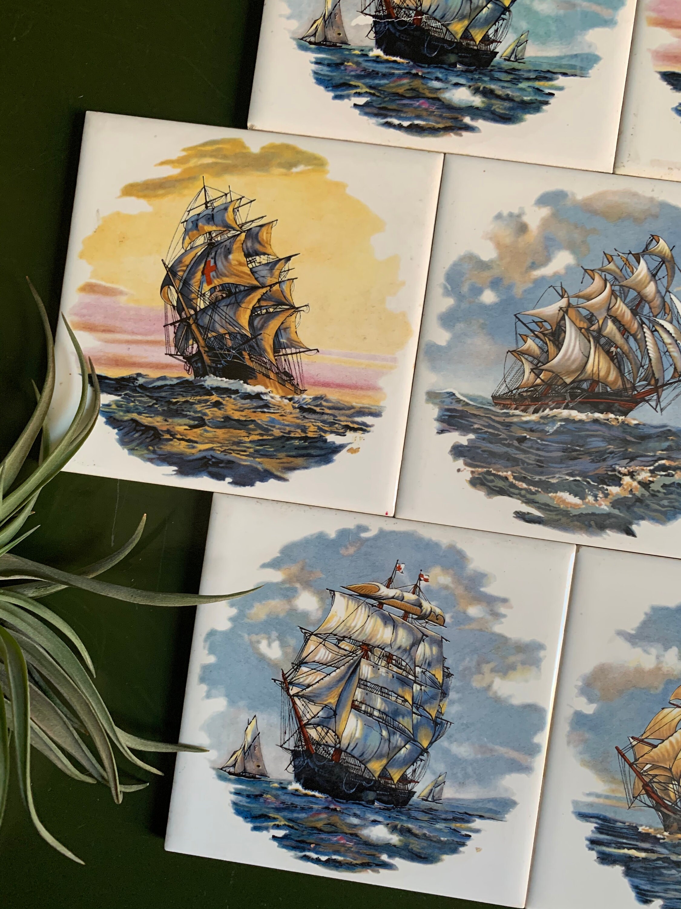 Vintage Ceramic Ship Tiles