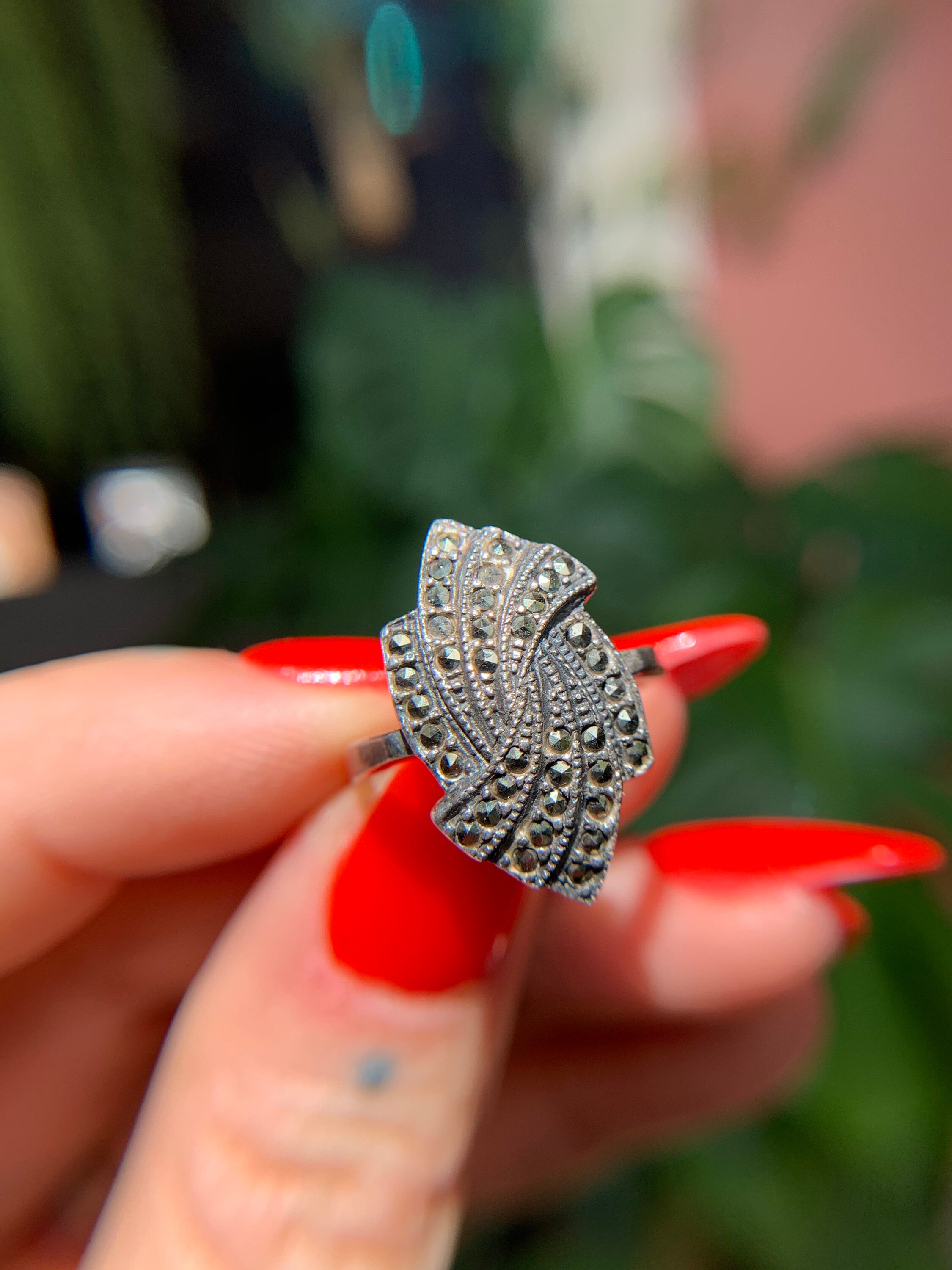 Vintage Sterling Silver Marcasite Ring