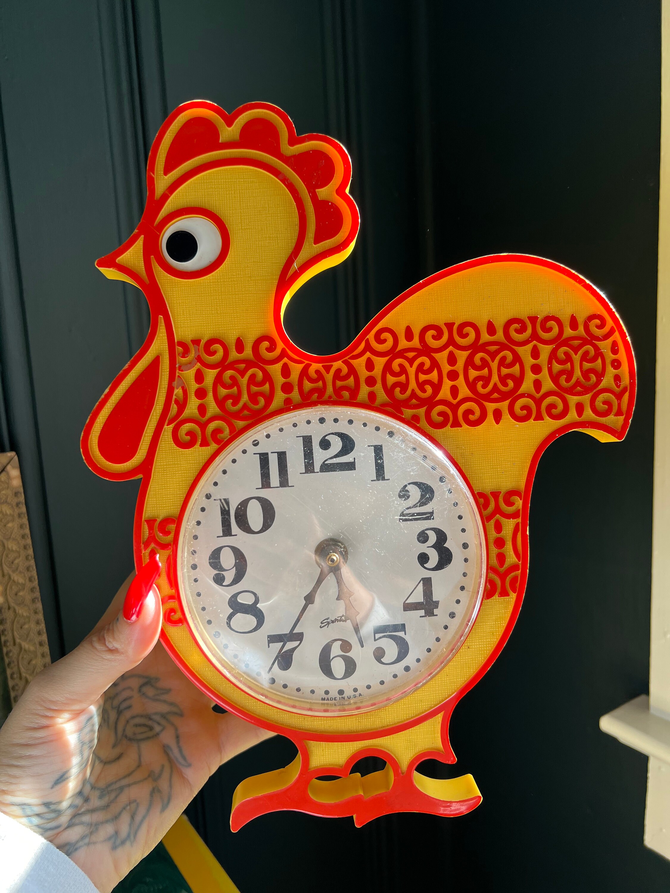 1960's Retro Chicken Electric Wall Clock by Spartus
