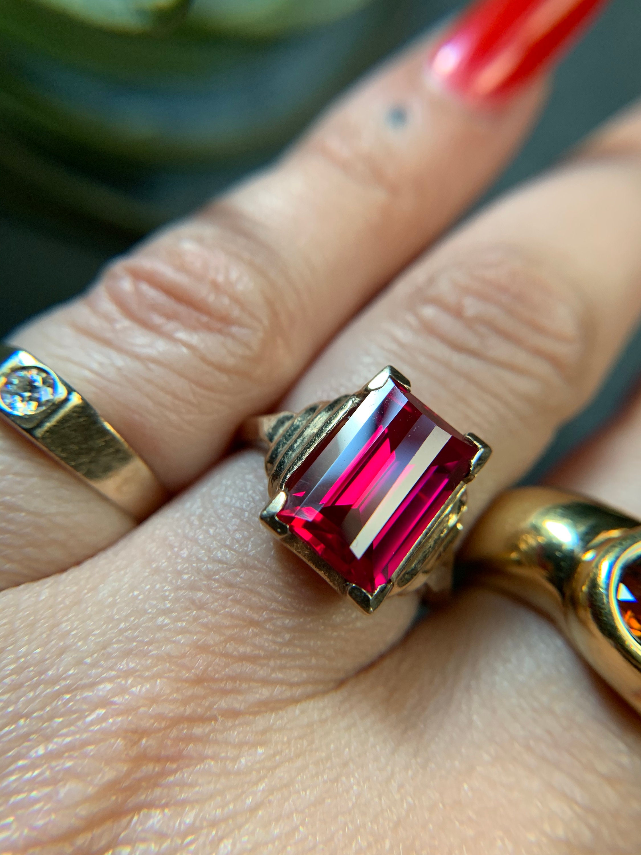 Vintage 10k Yellow Gold Ruby Ring