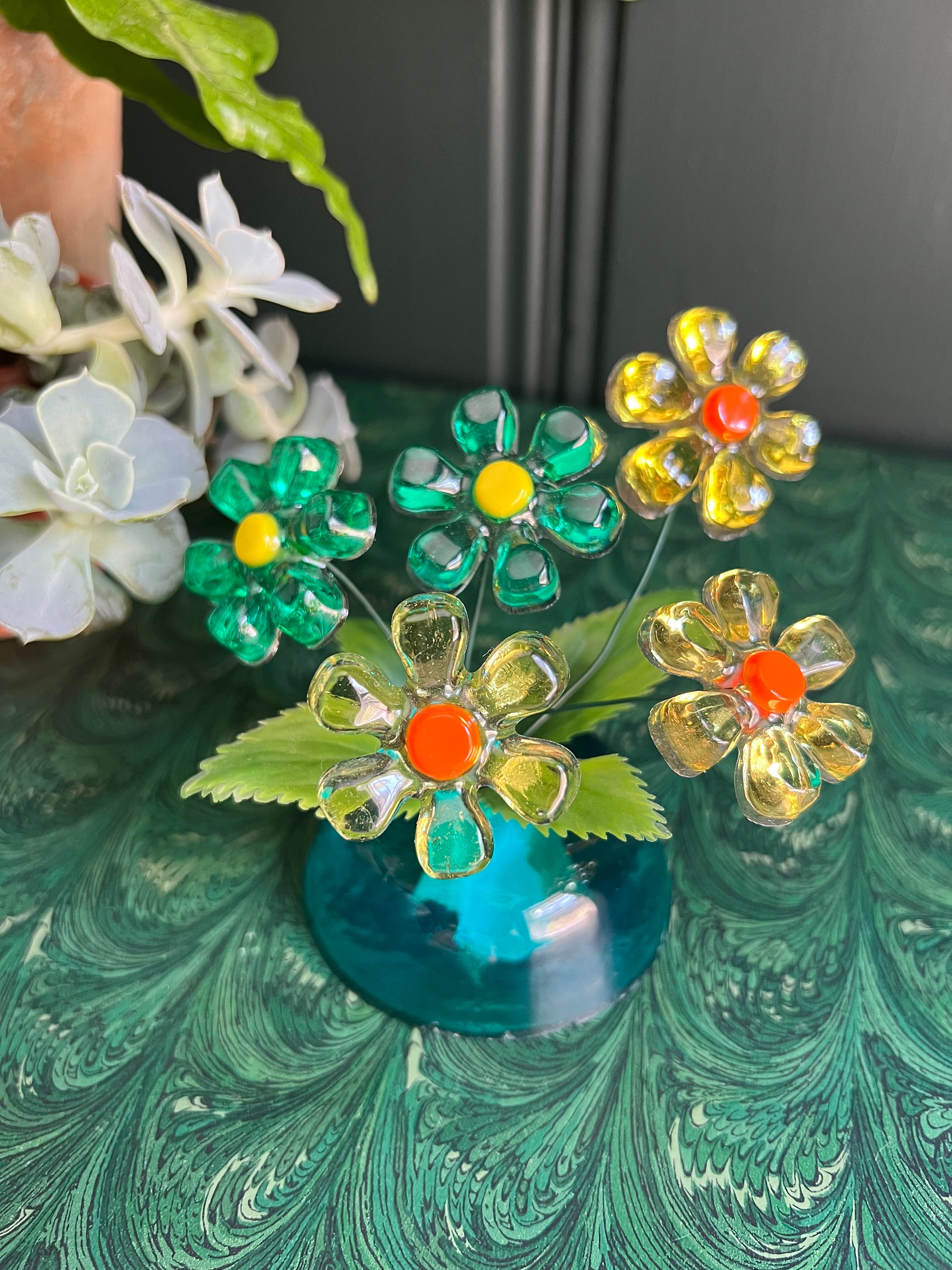 Colorful Vintage 1960's Lucite Flower Art Sculpture