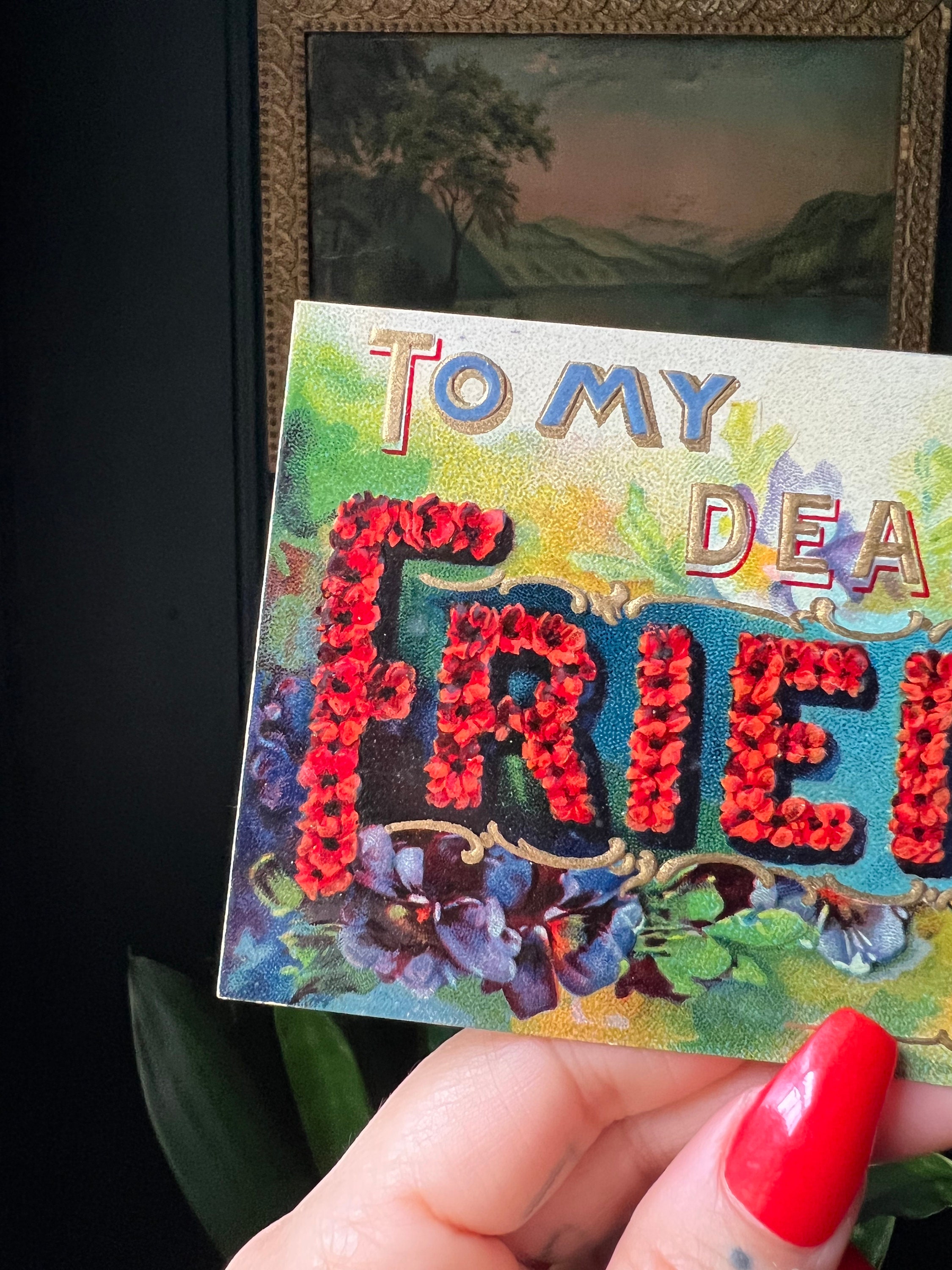 Antique “To My Dearest Friend” Post Card With Embossed Flowers ...