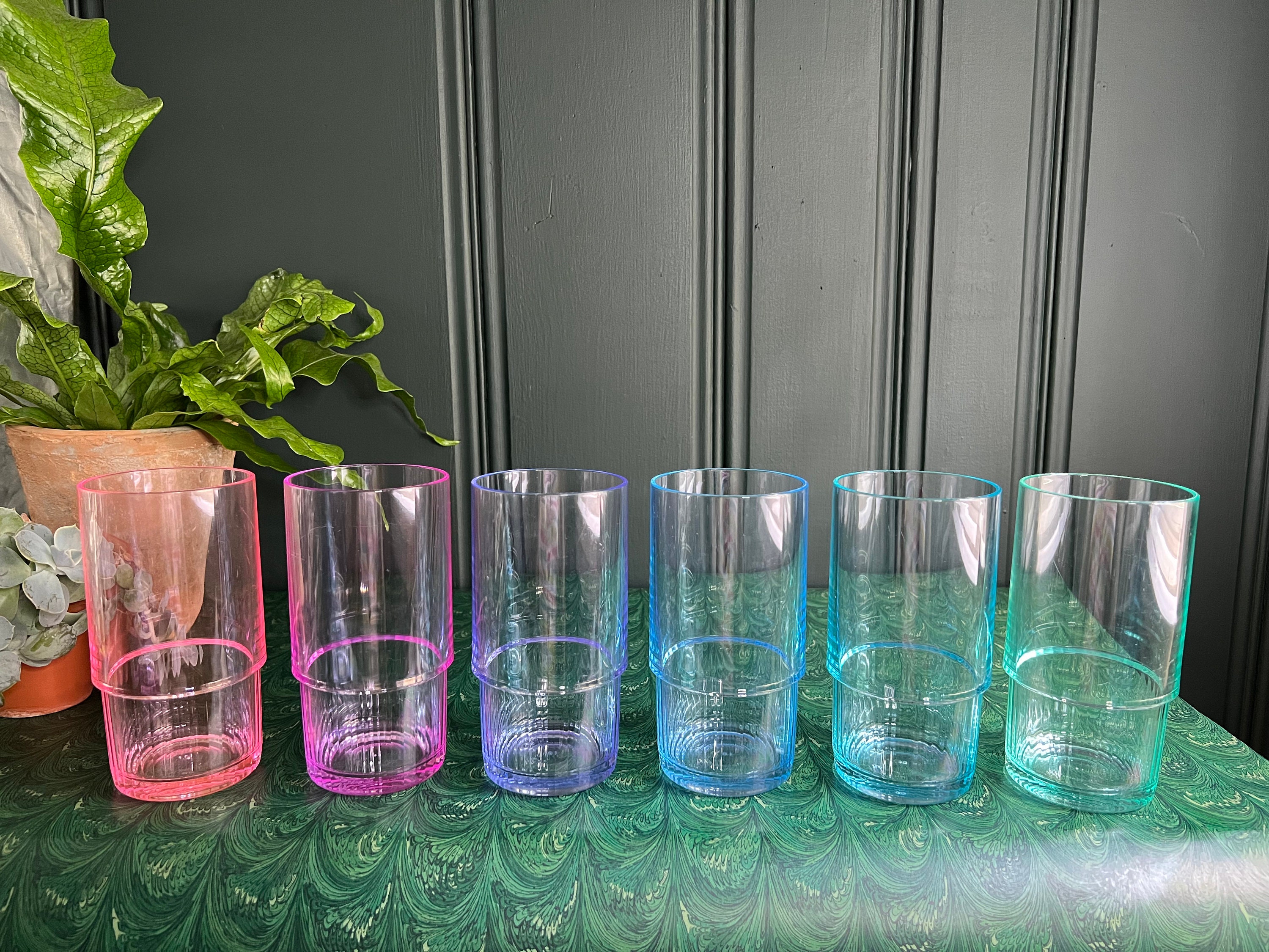 Colorful Six Piece Acrylic Cup Set by Tupperware