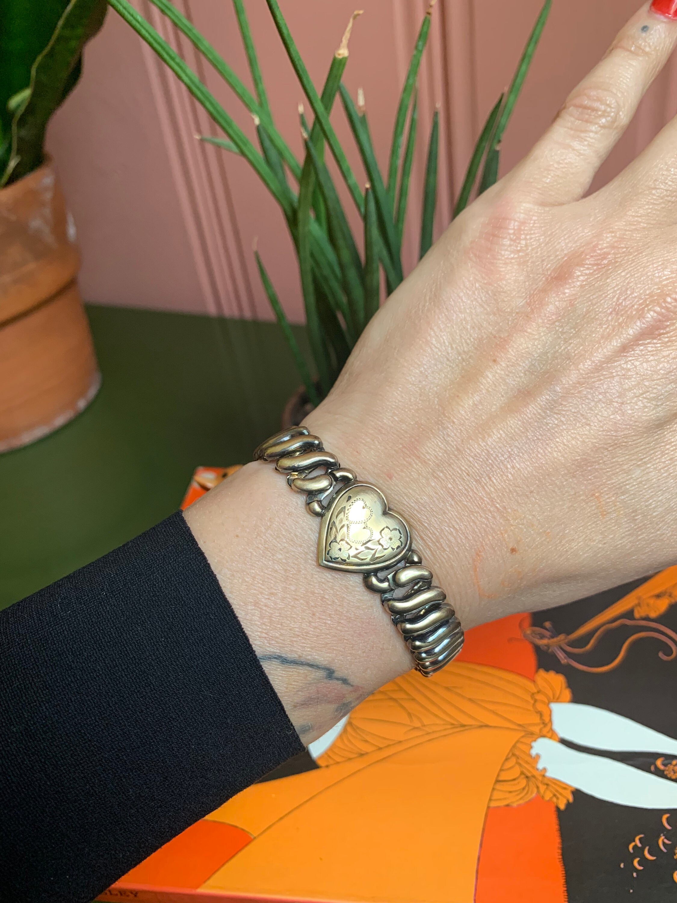 1940’s Gold Filled Sweetheart Expansion Bracelet With Heart & Flower ...