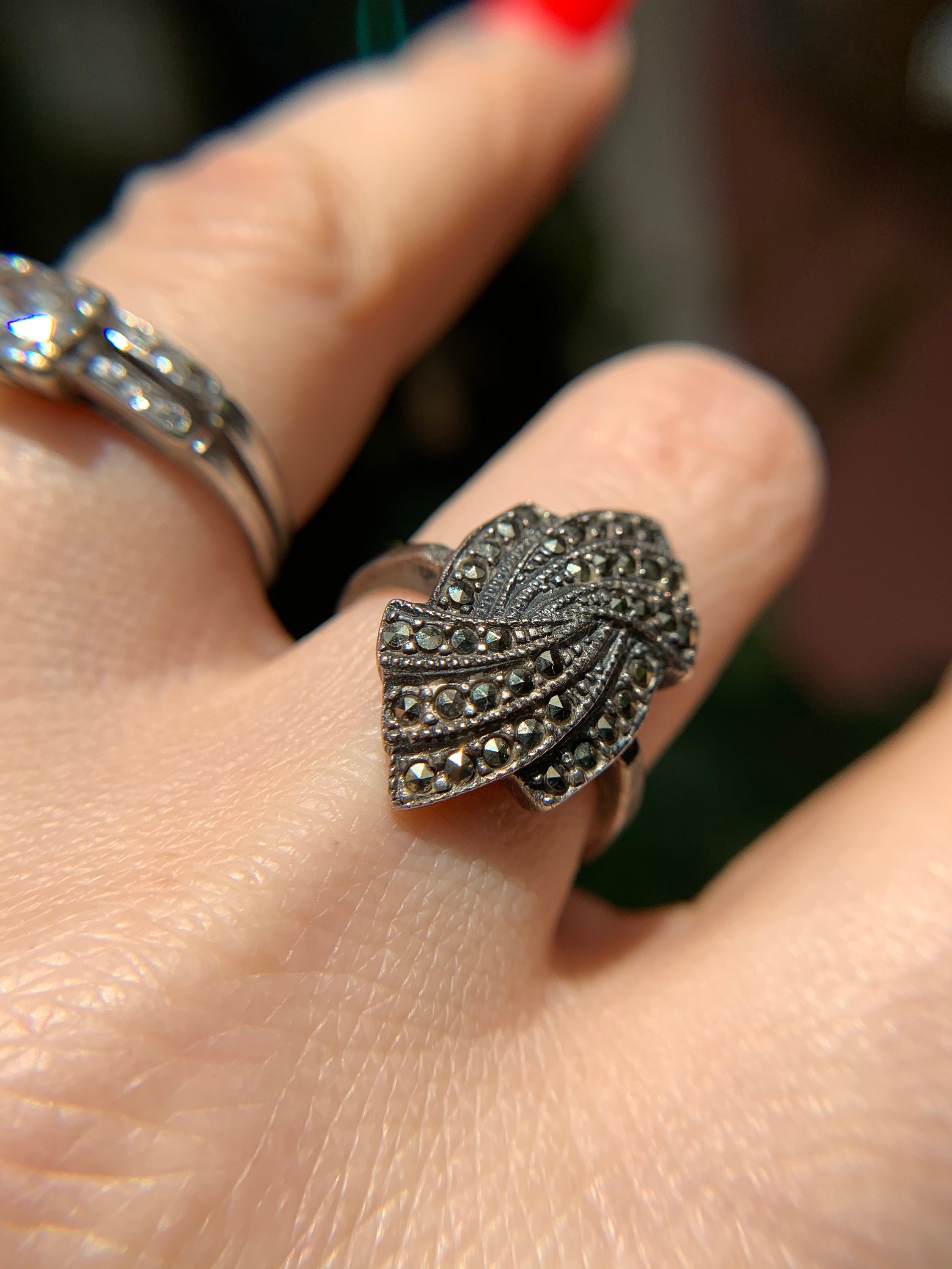 Vintage Sterling Silver Marcasite Ring
