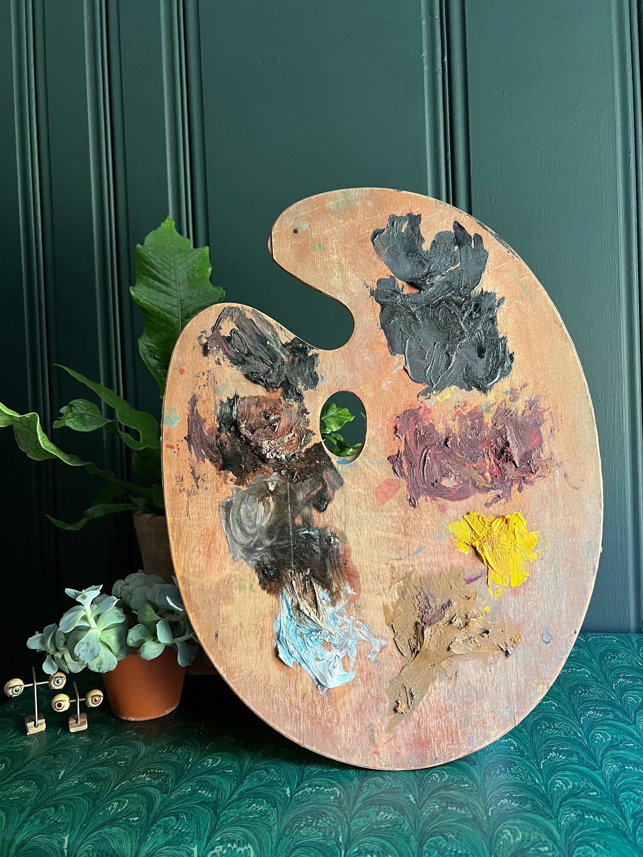 Vintage Painters Pallet With Paint