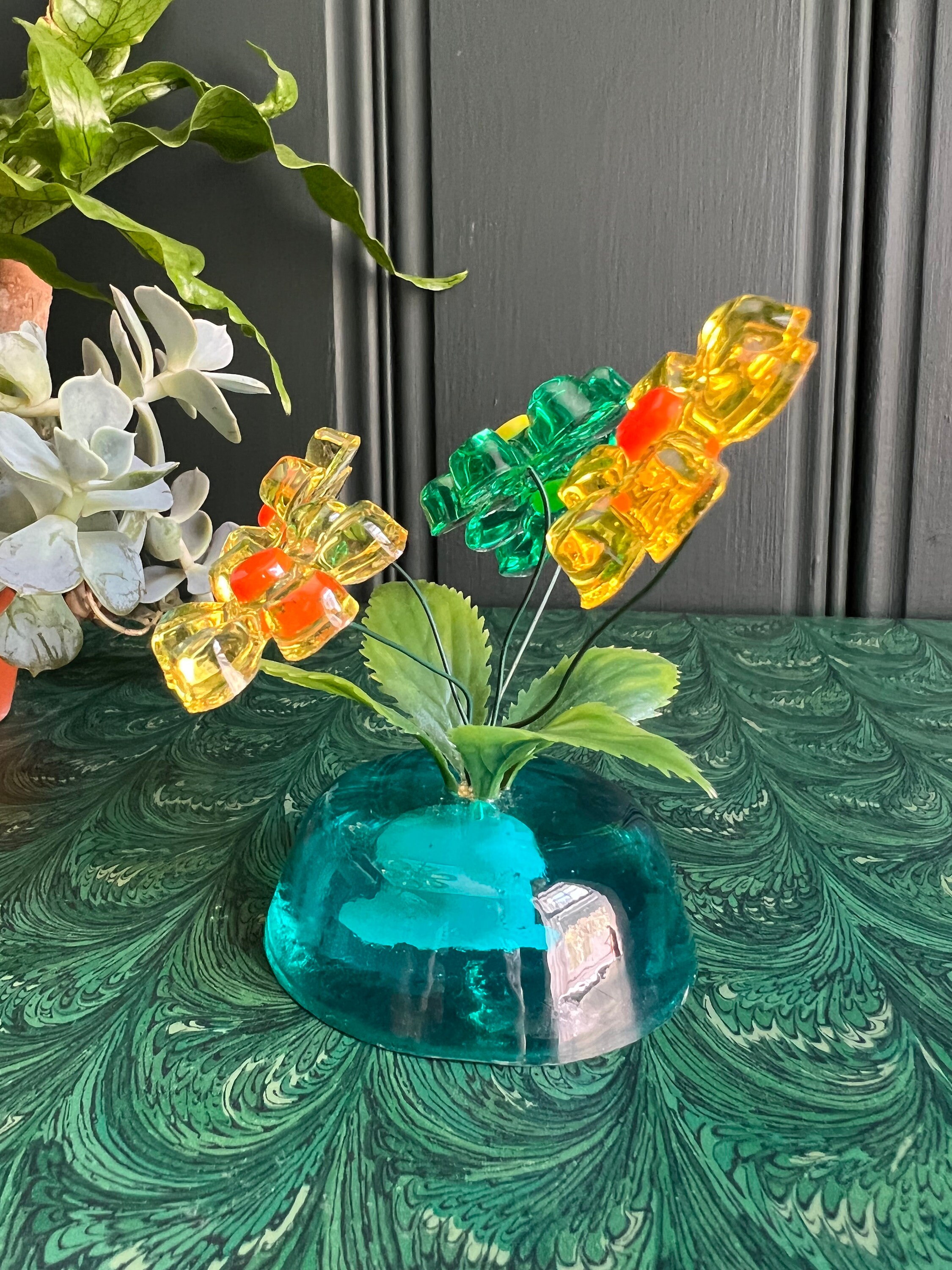 Colorful Vintage 1960's Lucite Flower Art Sculpture