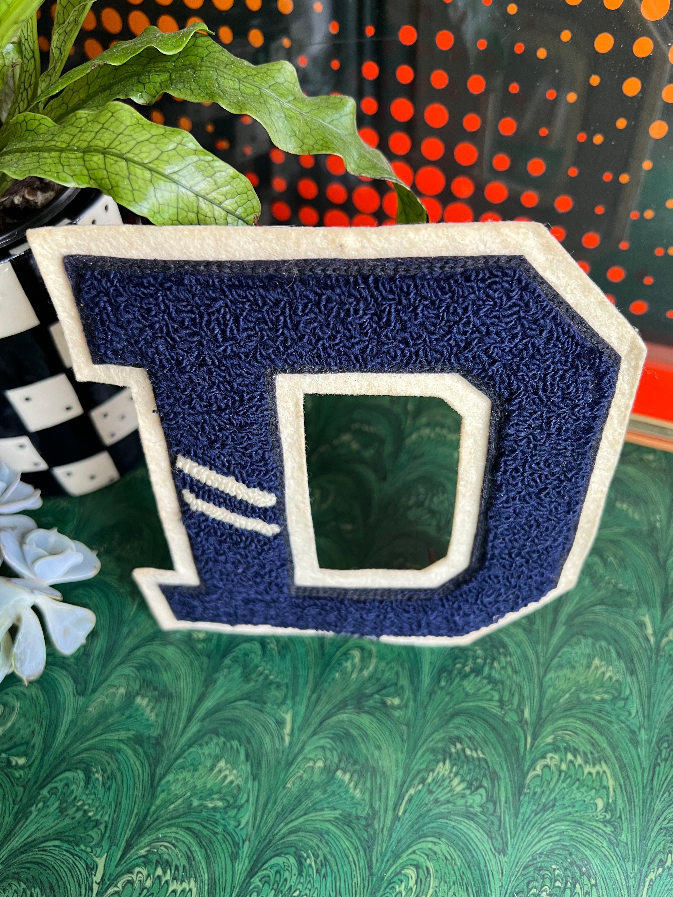 Vintage Chenille Varsity Jacket Letterman Patch “D