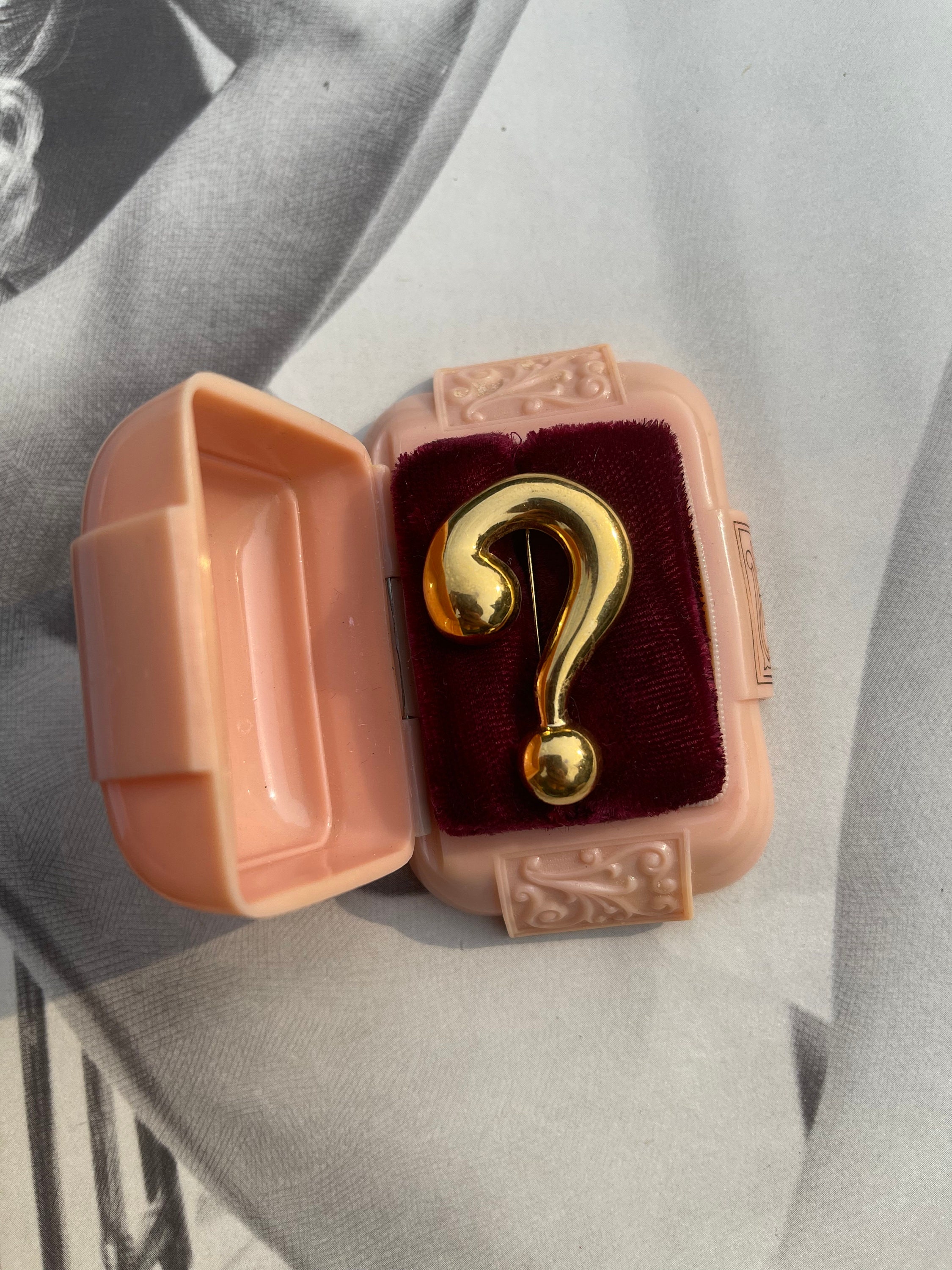 Vintage Question Mark Brooch In Gold Tone, Signed Napier