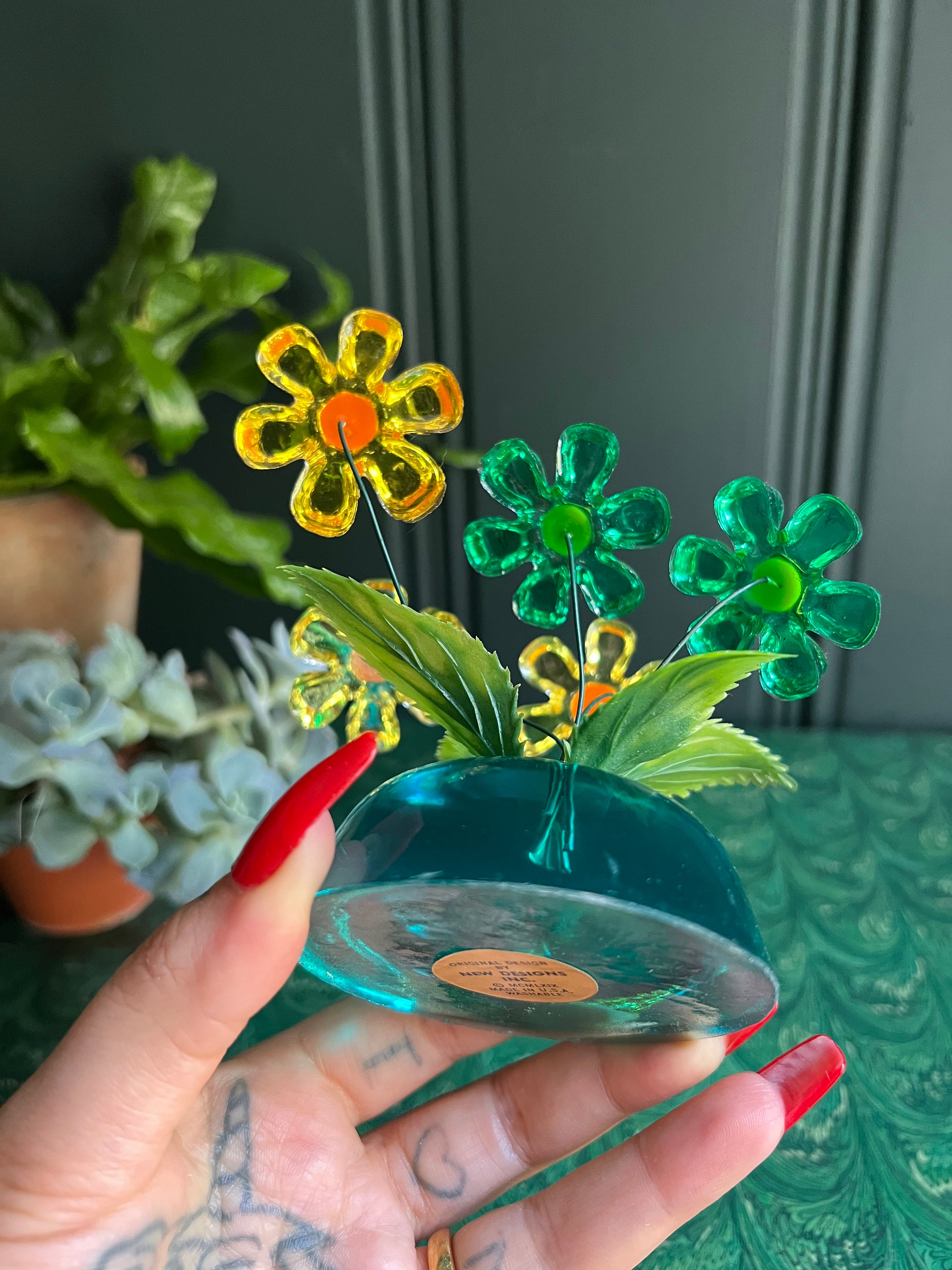 Colorful Vintage 1960's Lucite Flower Art Sculpture