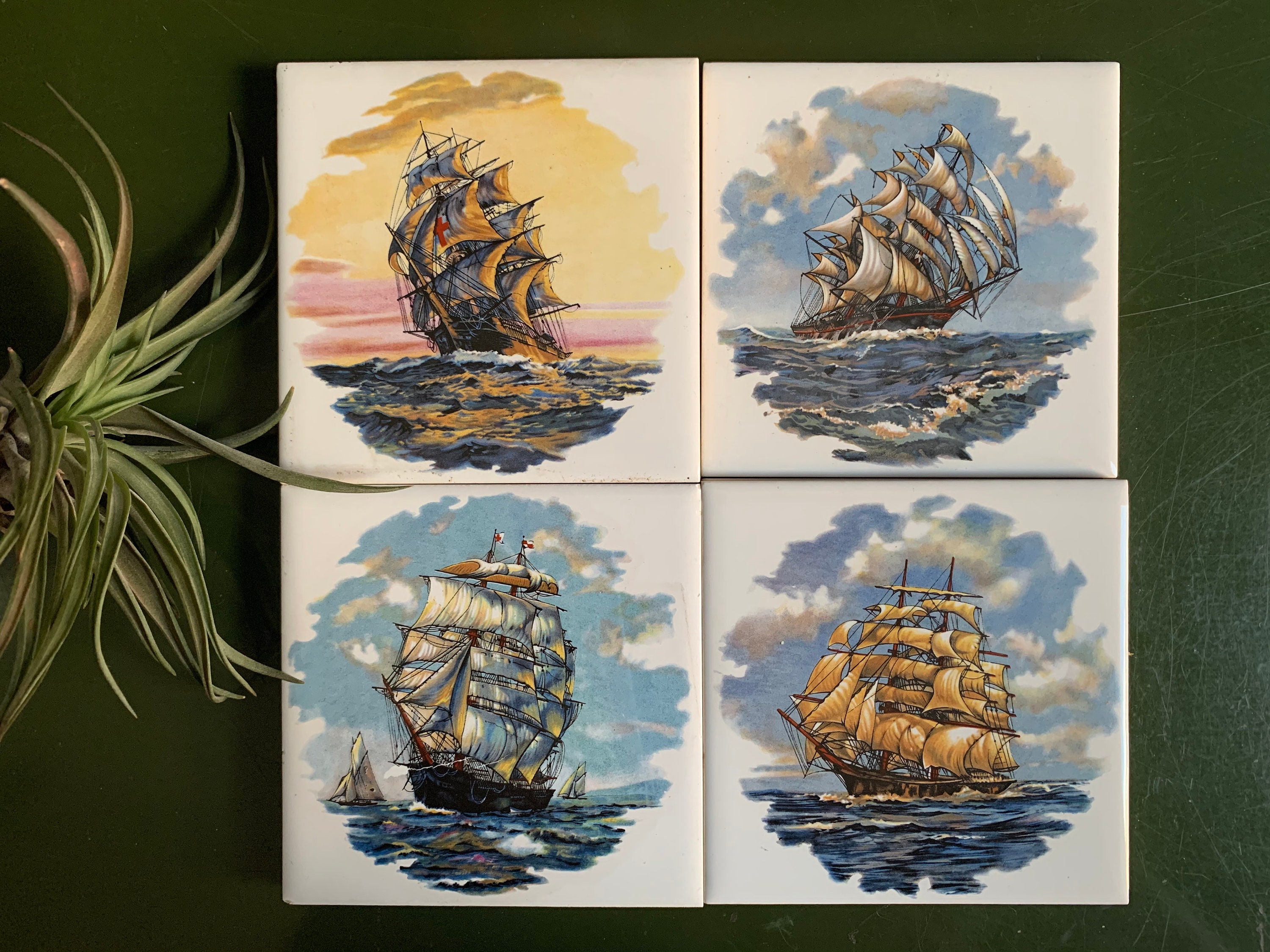 Vintage Ceramic Ship Tiles
