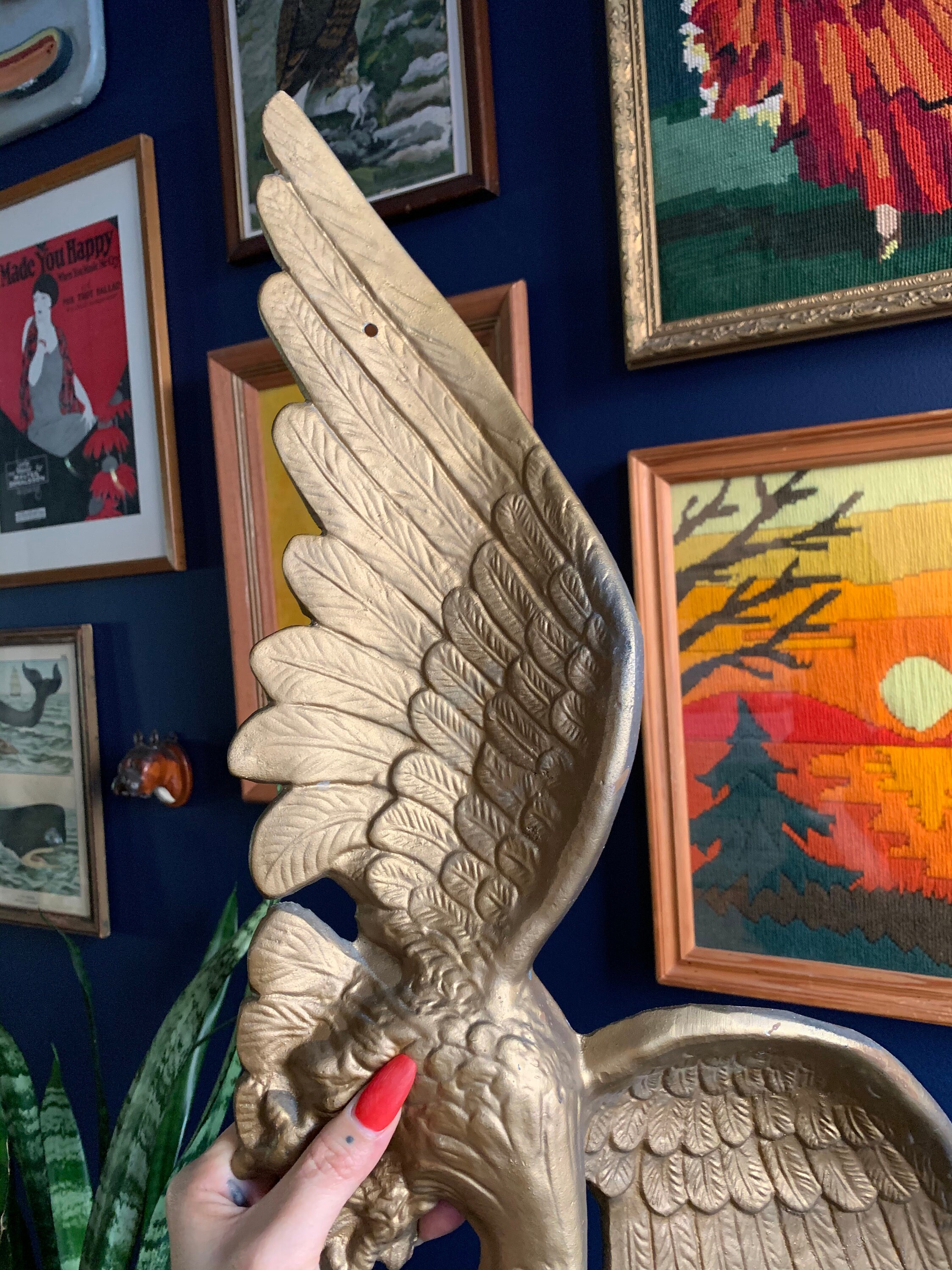 Large Cast Metal Eagle Wall Mount