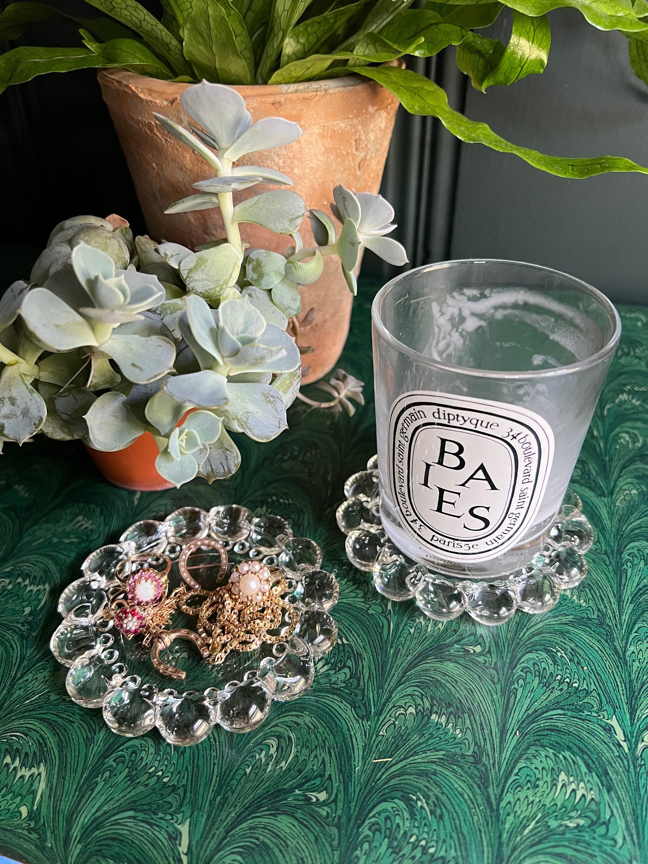 Pair Of Vintage Boopie Bubble Glass Ashtrays/ Coasters/ Ring Dishes