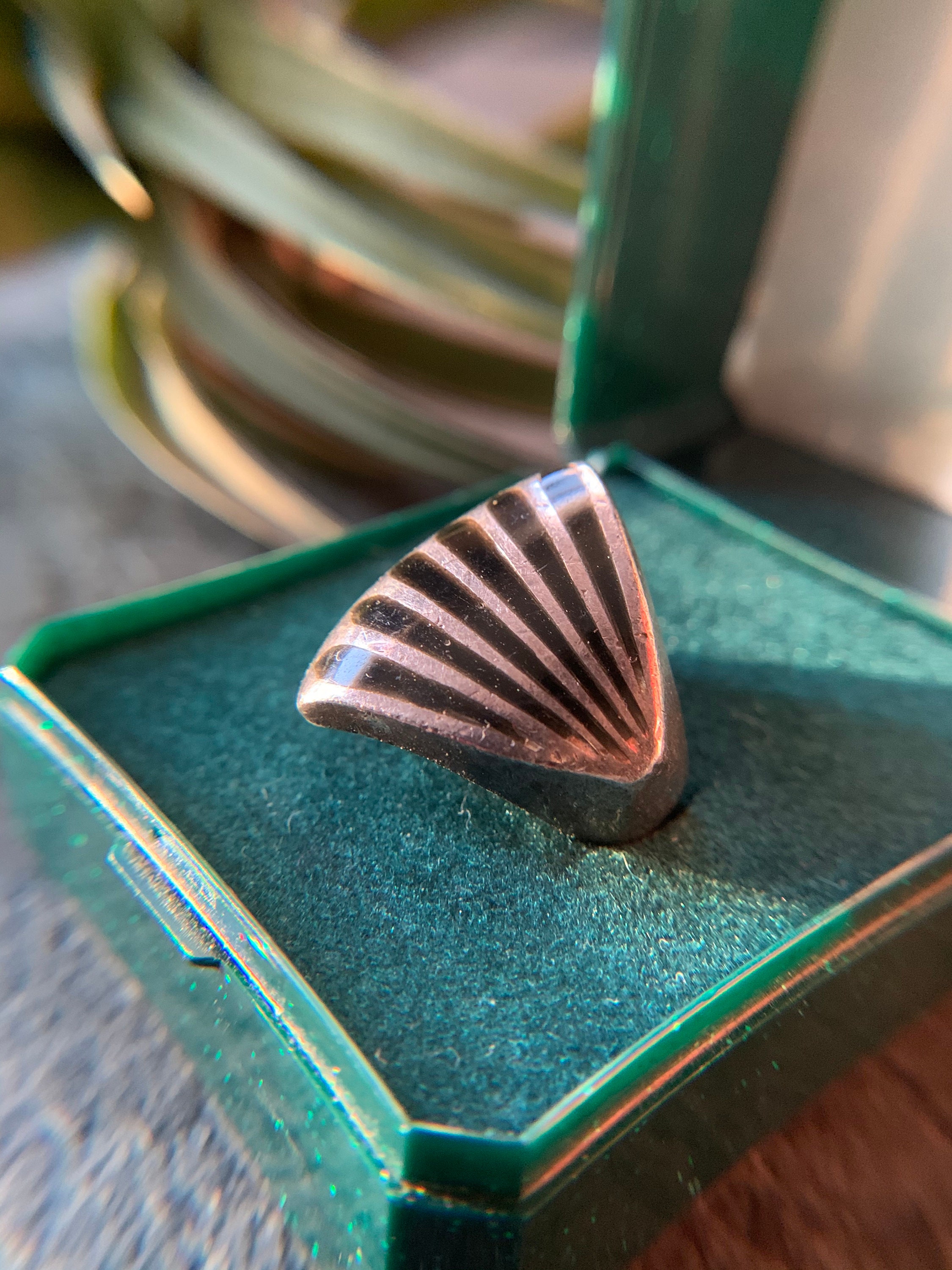 Vintage Sterling Silver Onyx Inlay Statement Ring