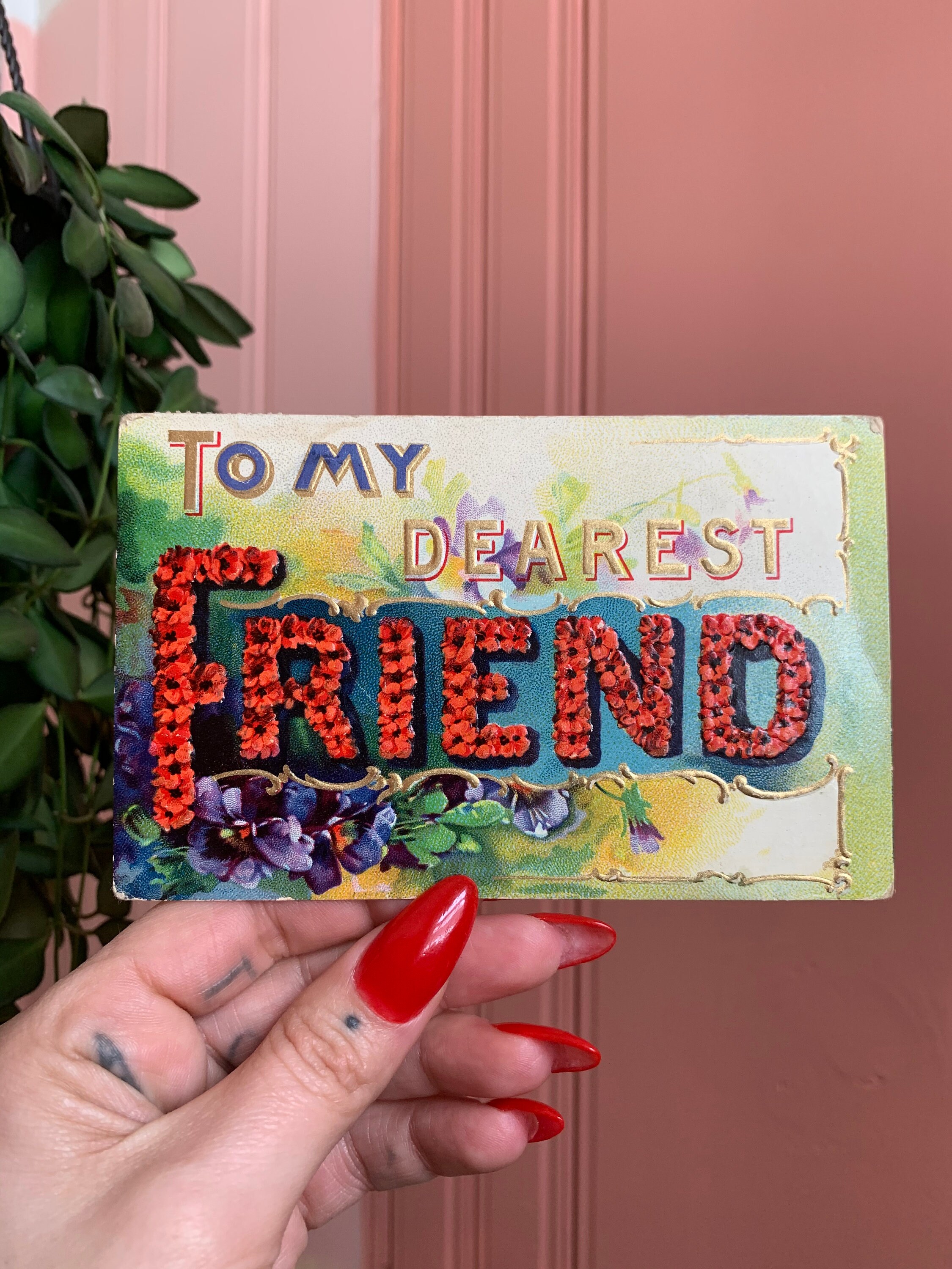 Antique “To My Dearest Friend” Post Card With Embossed Flowers ...