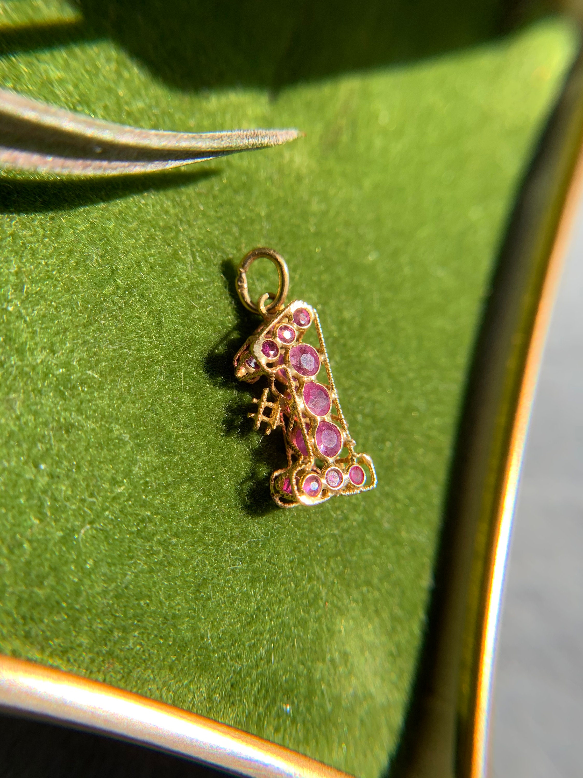 Vintage 18k Gold And Ruby Number 1 Charm
