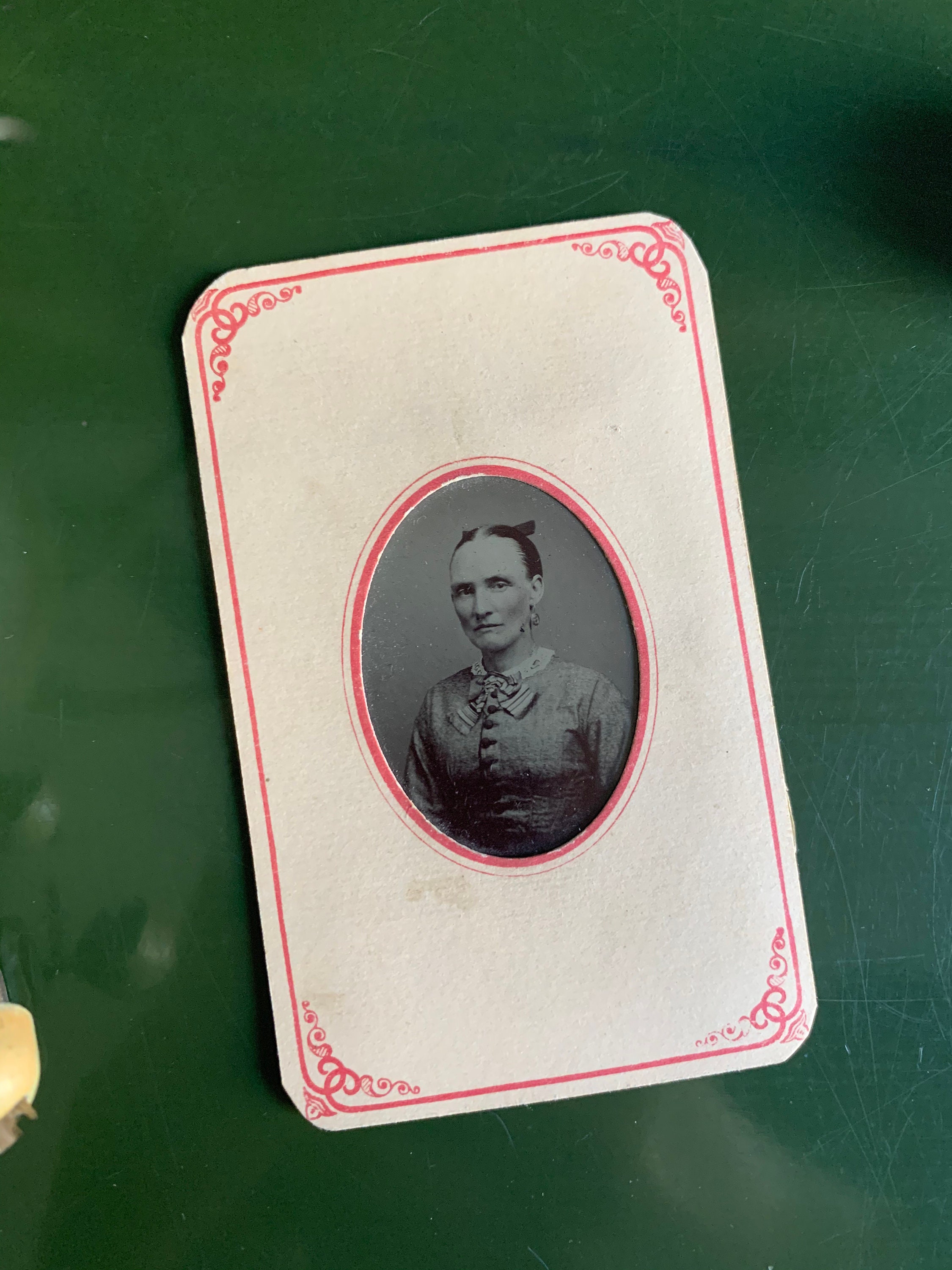 Antique Tintype Portrait In Original Peach Paper Frame