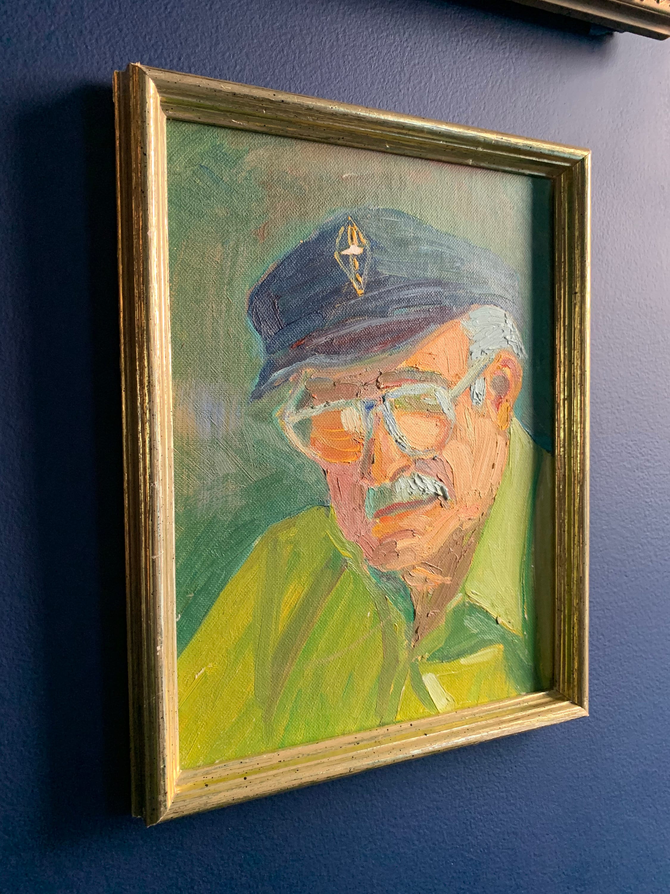 Vintage Sea Captain Portrait Painting Oil On Board