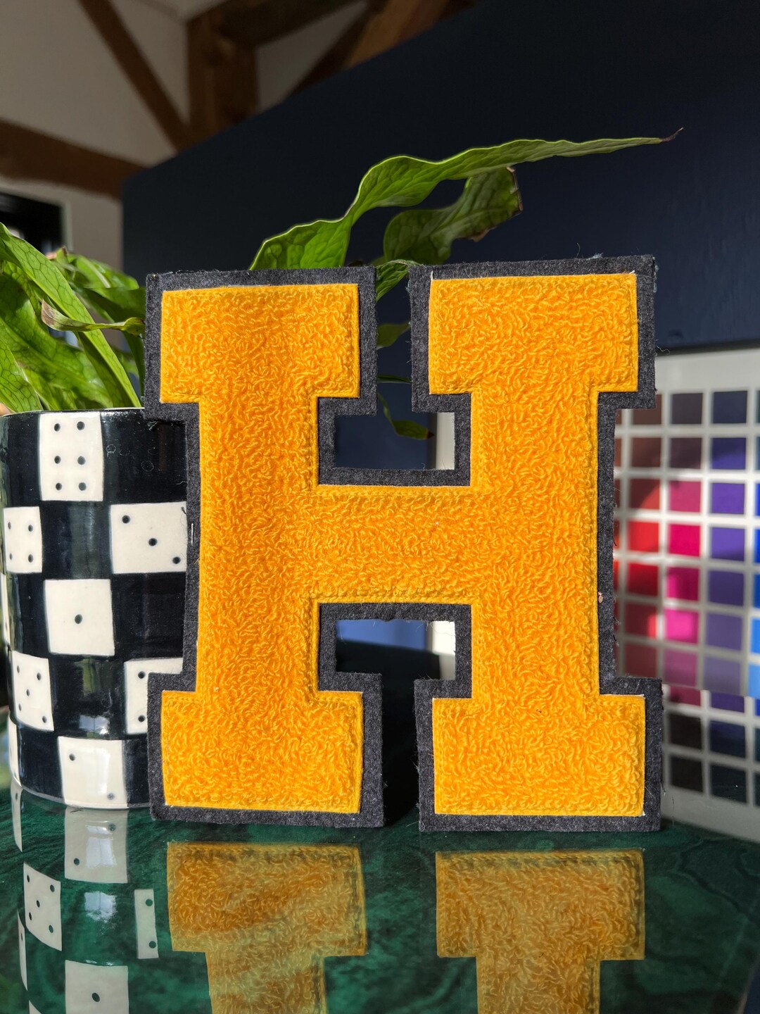 Vintage Yellow Chenille Varsity Jacket "h" Letterman Patch - Etsy