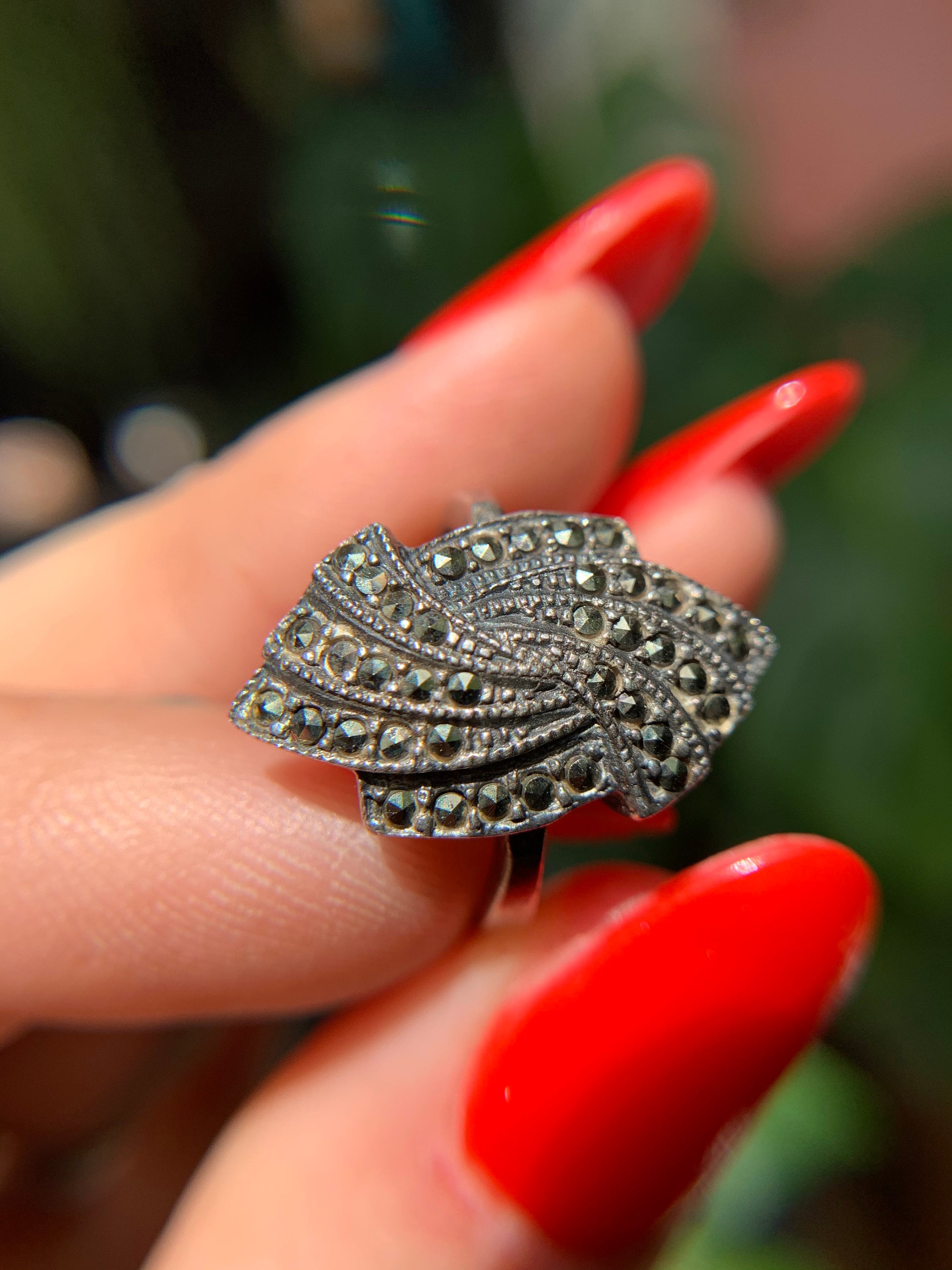 Vintage Sterling Silver Marcasite Ring
