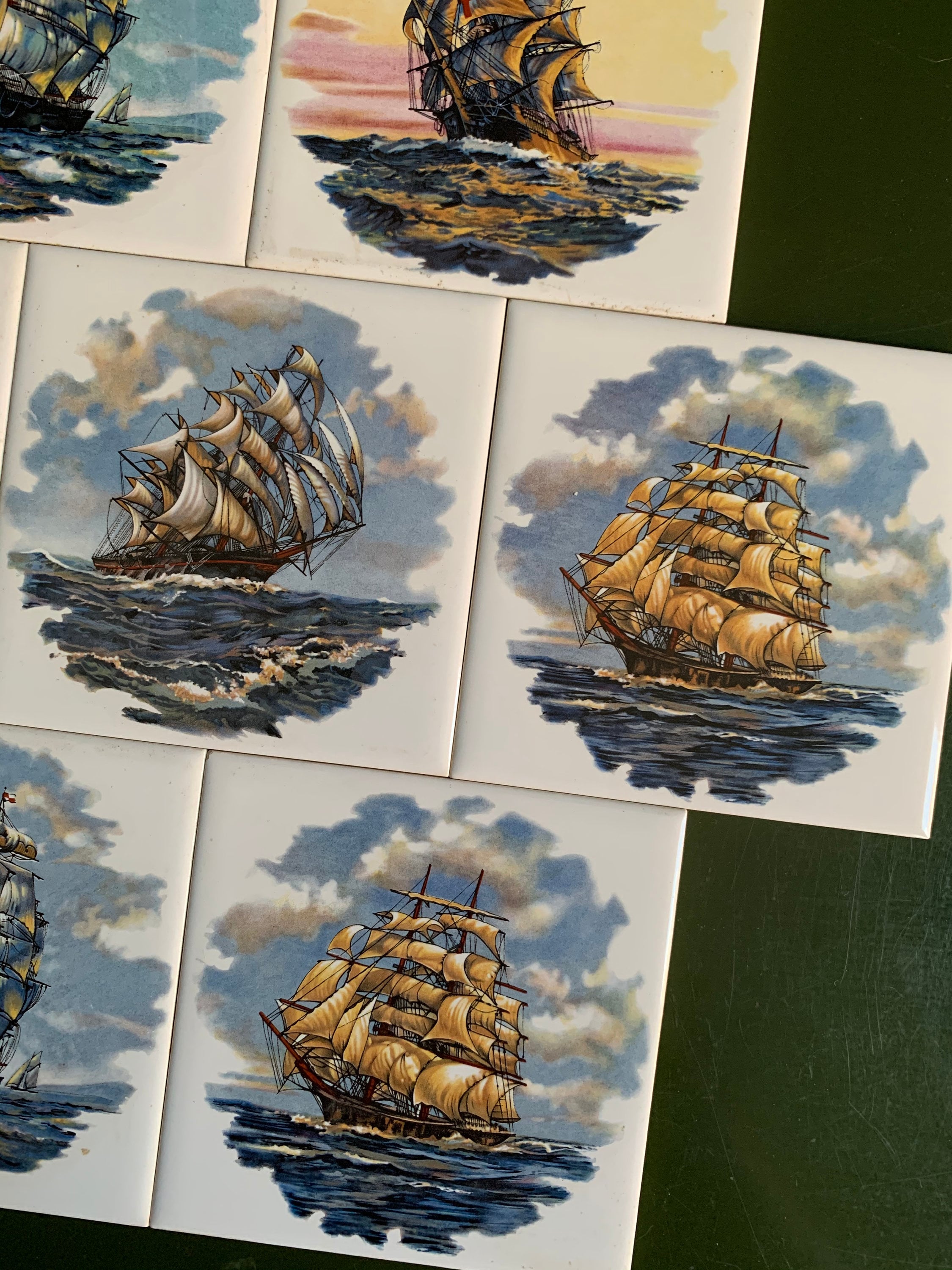 Vintage Ceramic Ship Tiles