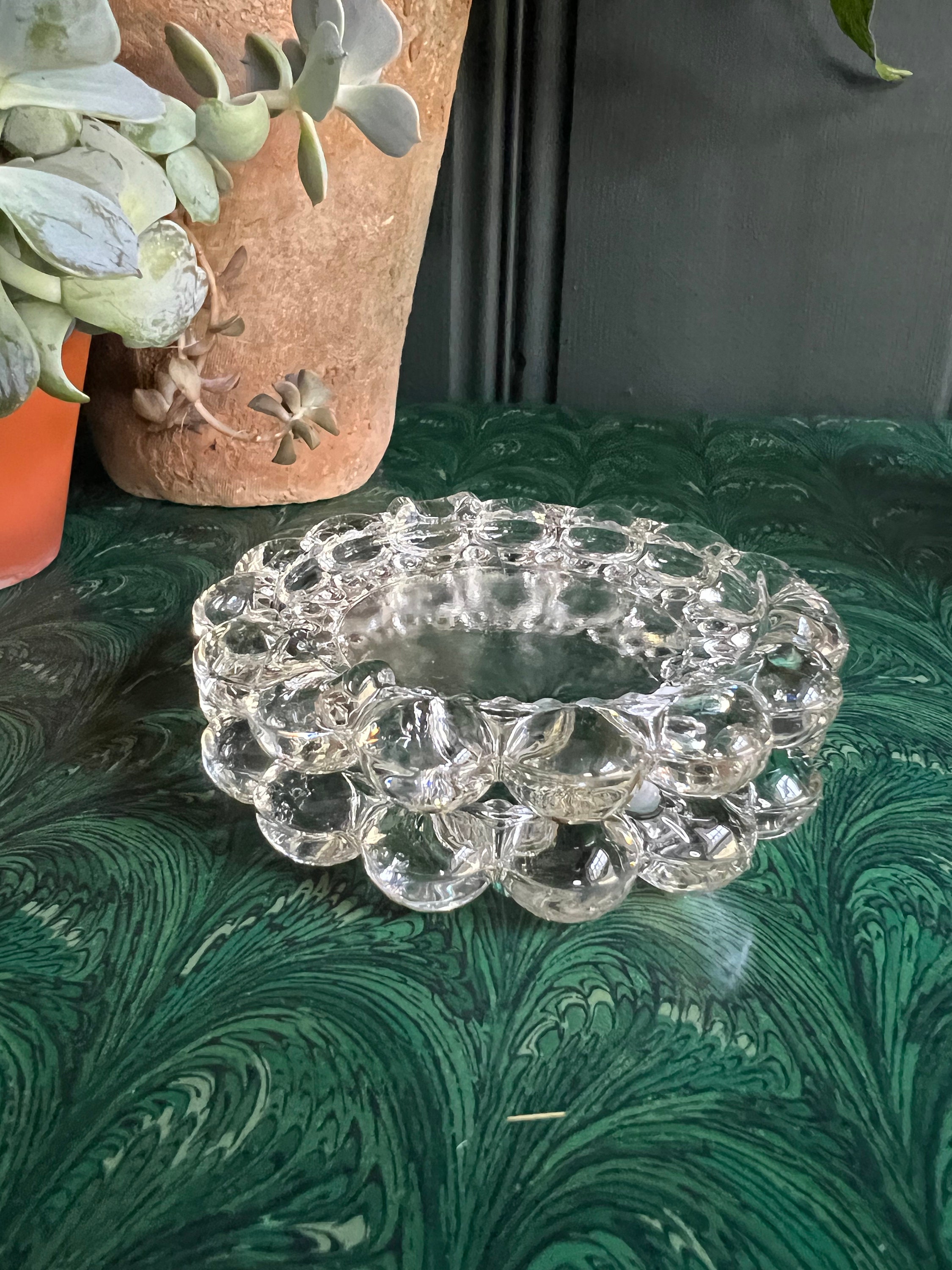 Pair Of Vintage Boopie Bubble Glass Ashtrays/ Coasters/ Ring Dishes