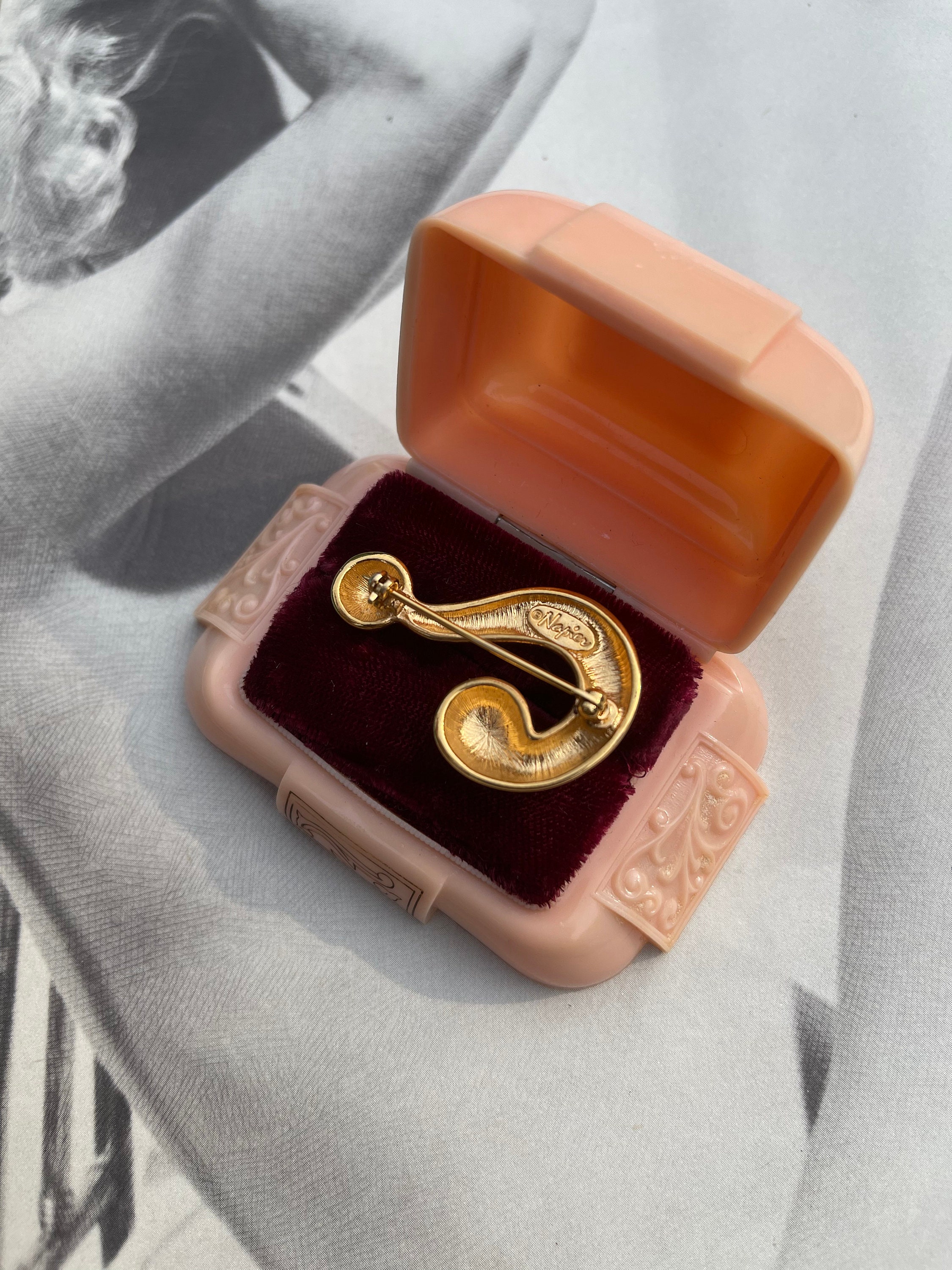 Vintage Question Mark Brooch In Gold Tone, Signed Napier