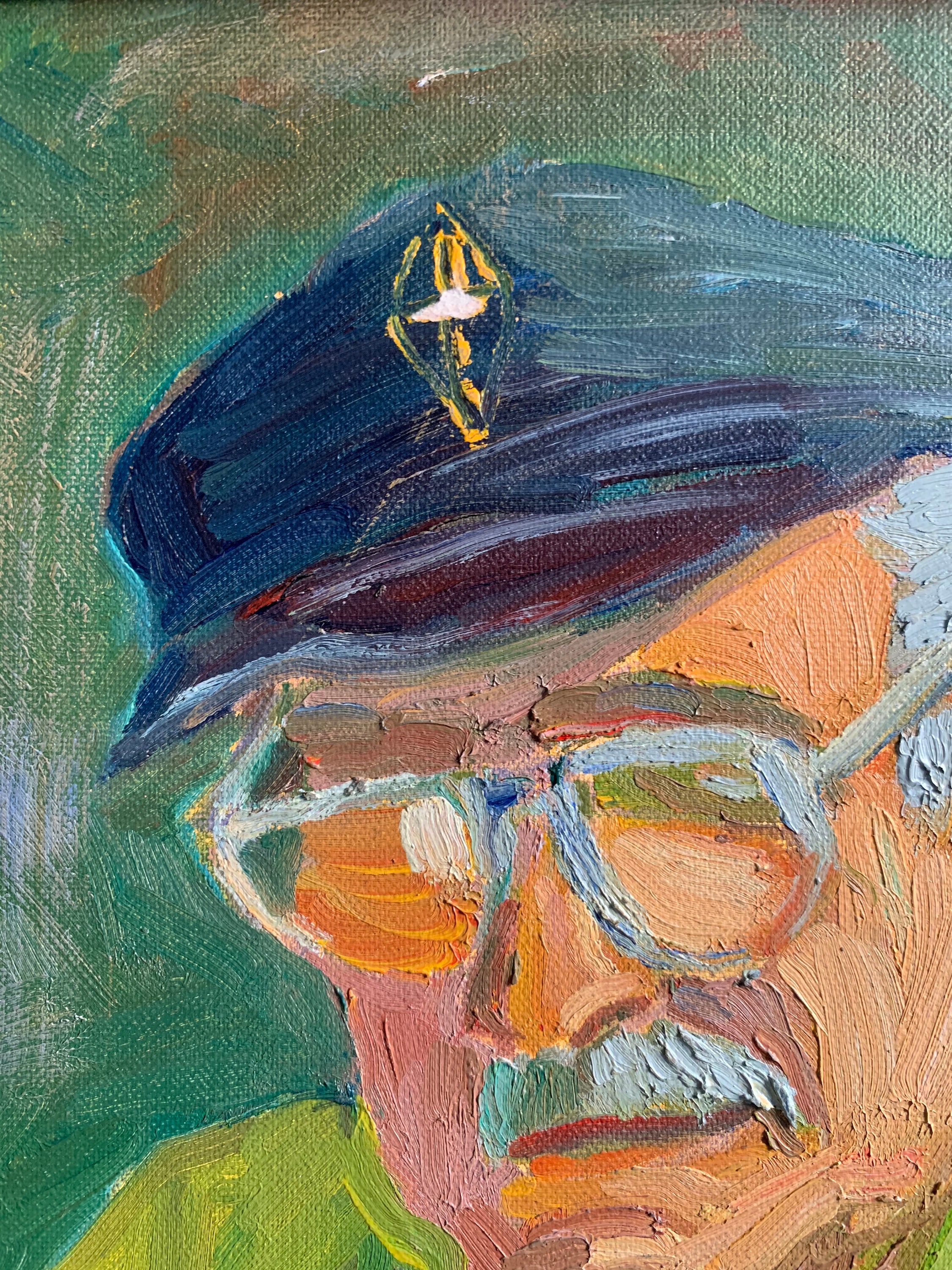 Vintage Sea Captain Portrait Painting Oil On Board