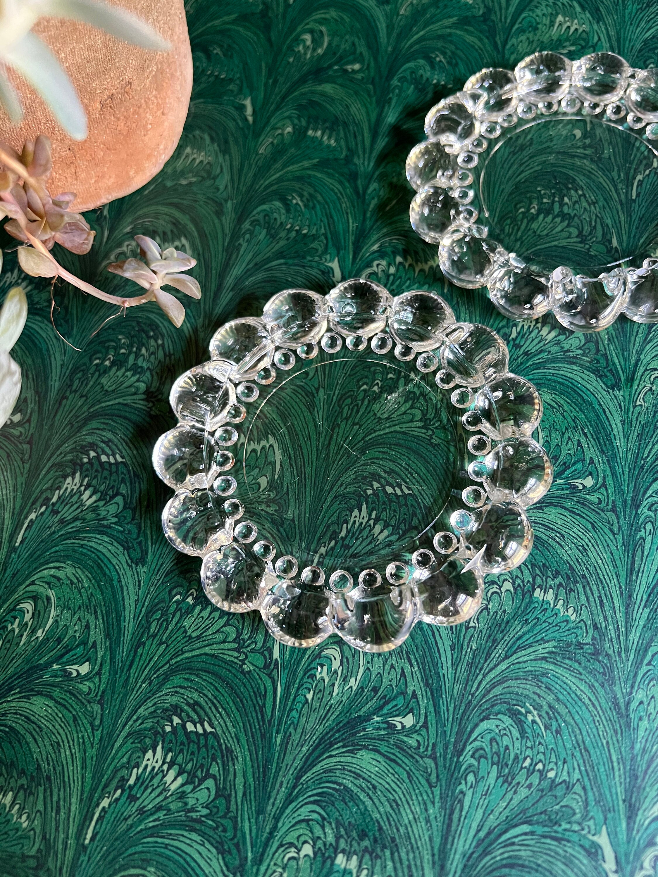 Pair Of Vintage Boopie Bubble Glass Ashtrays/ Coasters/ Ring Dishes