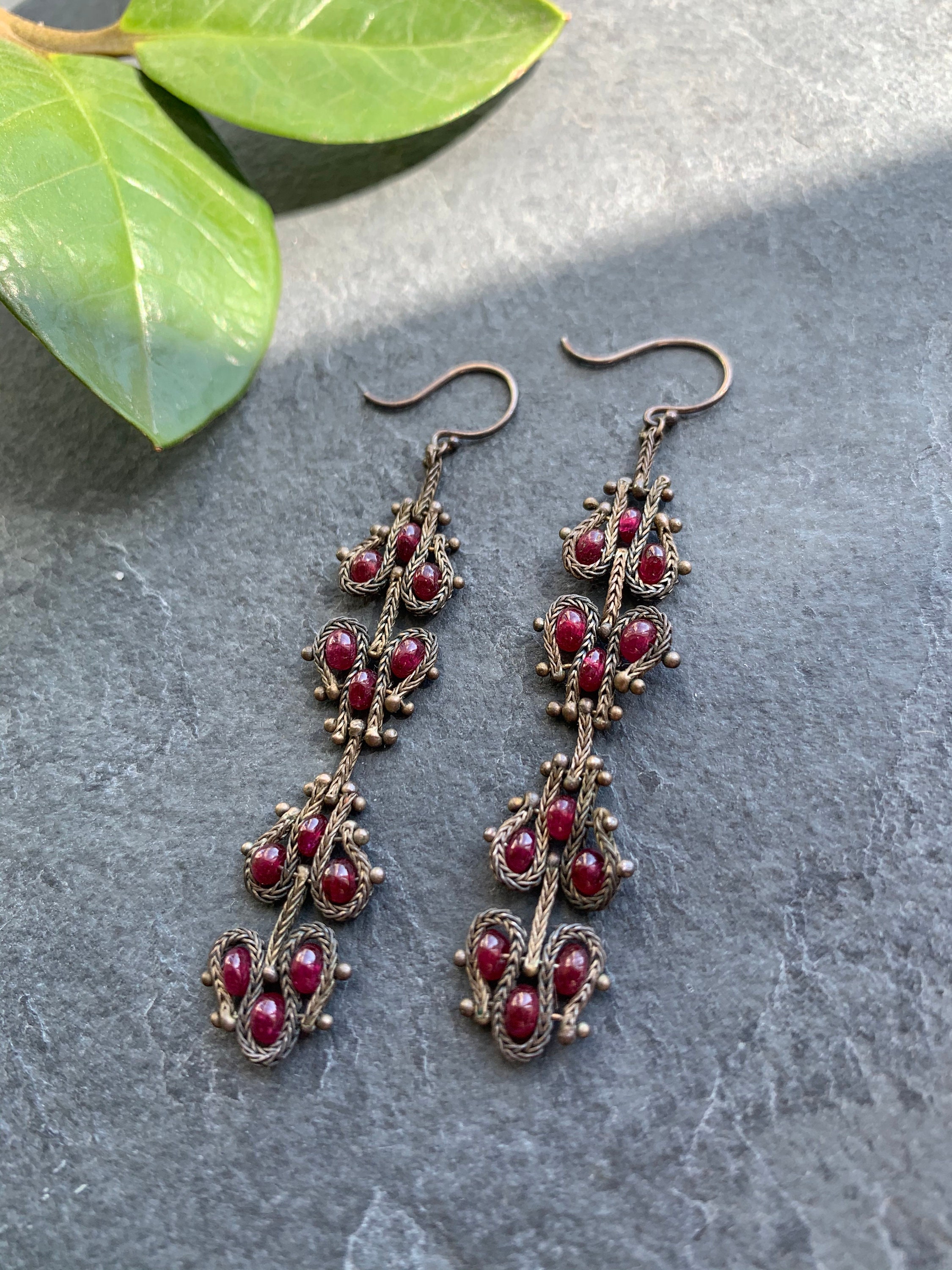 Sterling Silver Ruby Drop Earrings