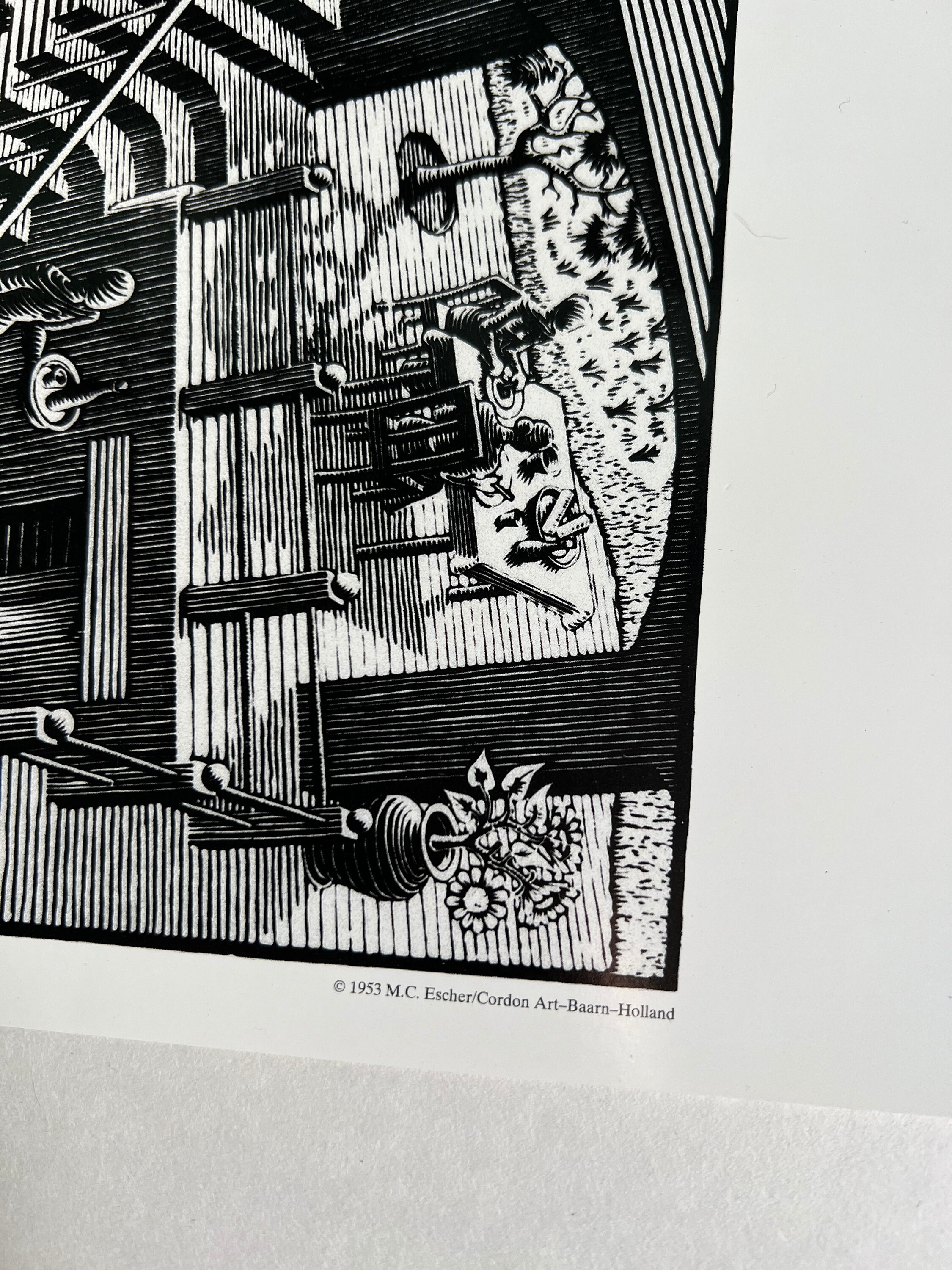 Vintage M. C. Escher Relativity Museum Print, Cordon Art Baarn Holland Vintage M. C. Escher Relativity Museum Print, Cordon Art Baarn Holland