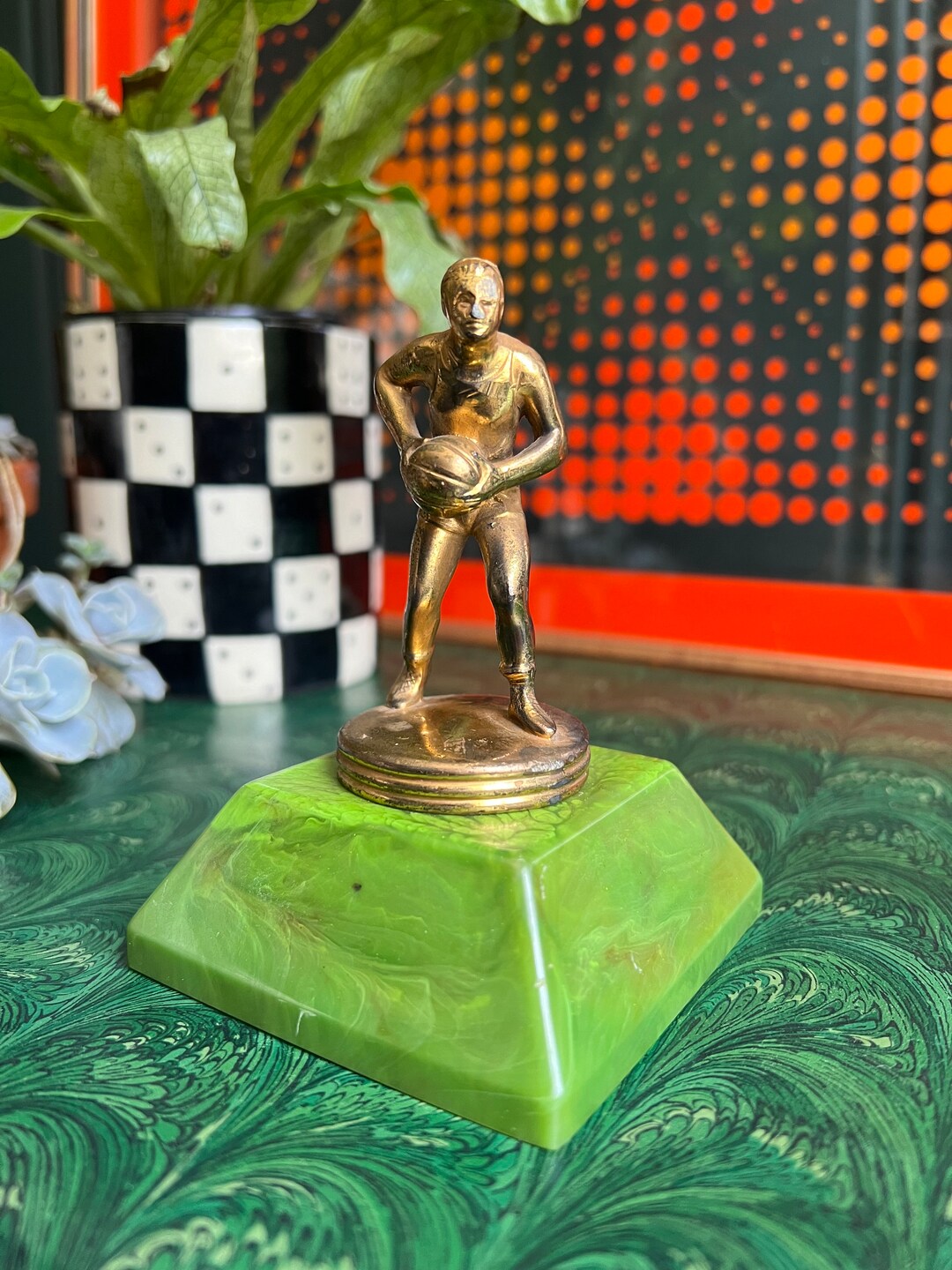 1950's Vintage Basketball Trophy With Green Bakelite Base - Etsy