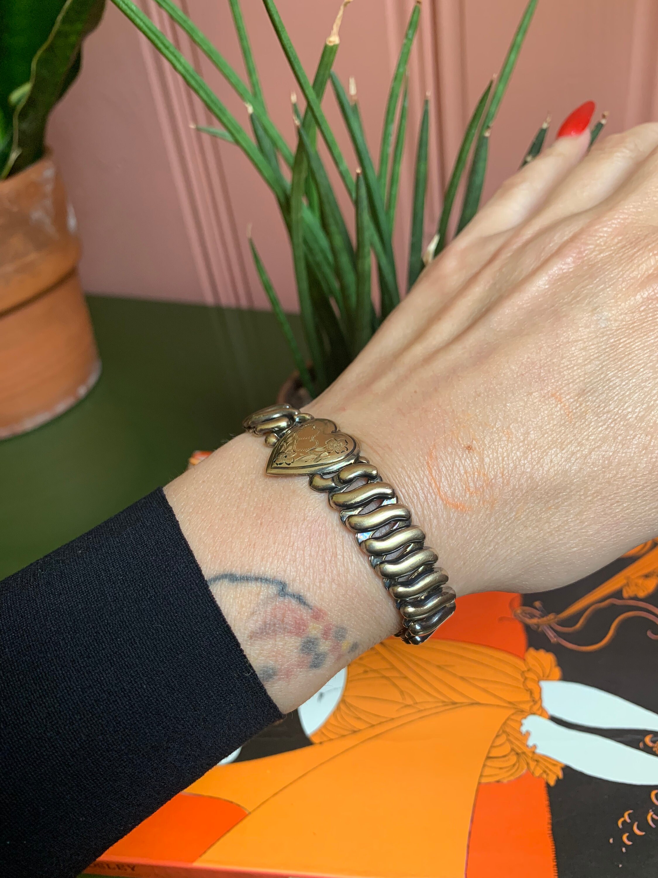 1940’s Gold Filled Sweetheart Expansion Bracelet With Heart & Flower ...