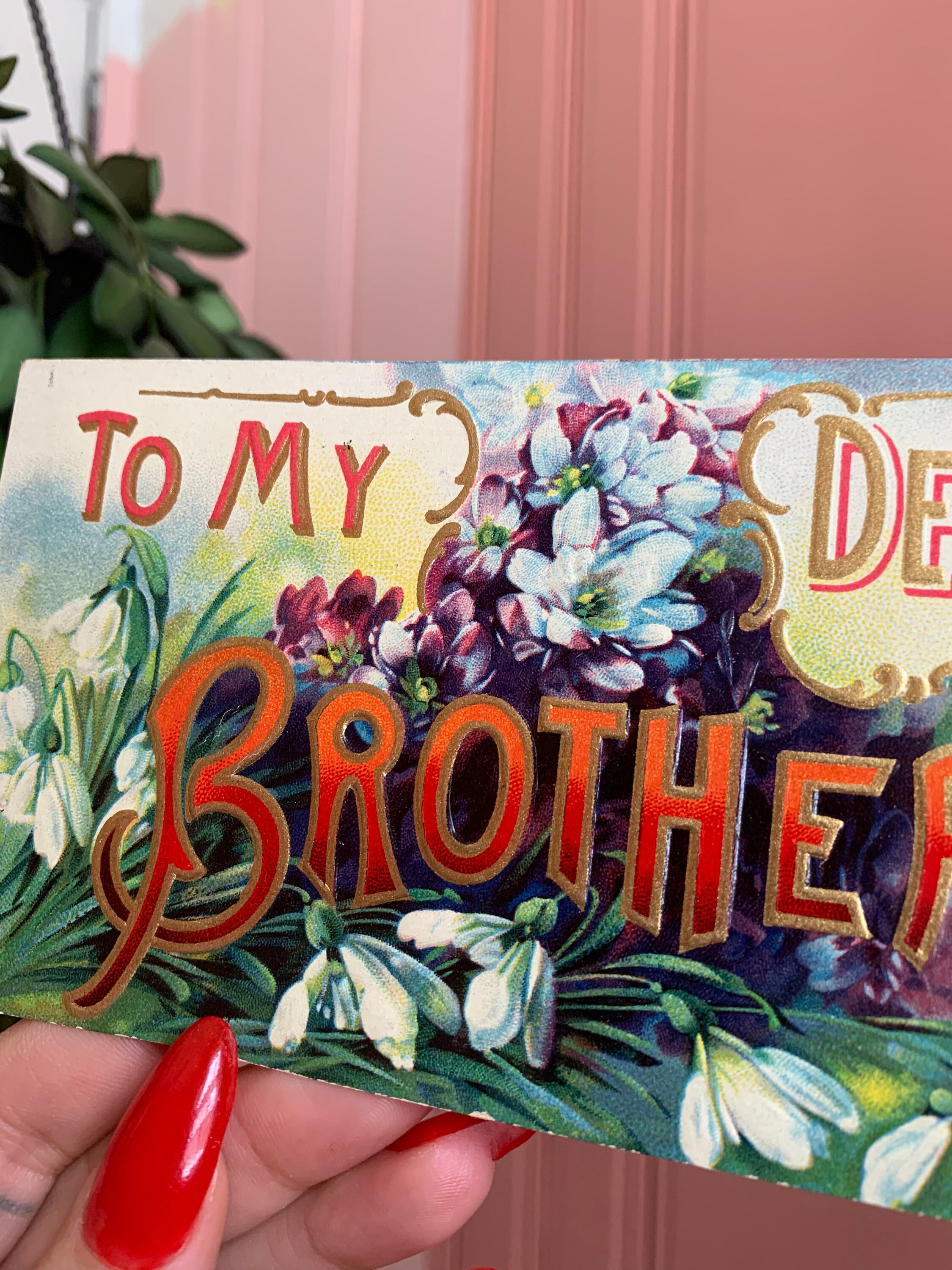 Antique “To My Dear Brother” Post Card With Gold Details And Embossed ...